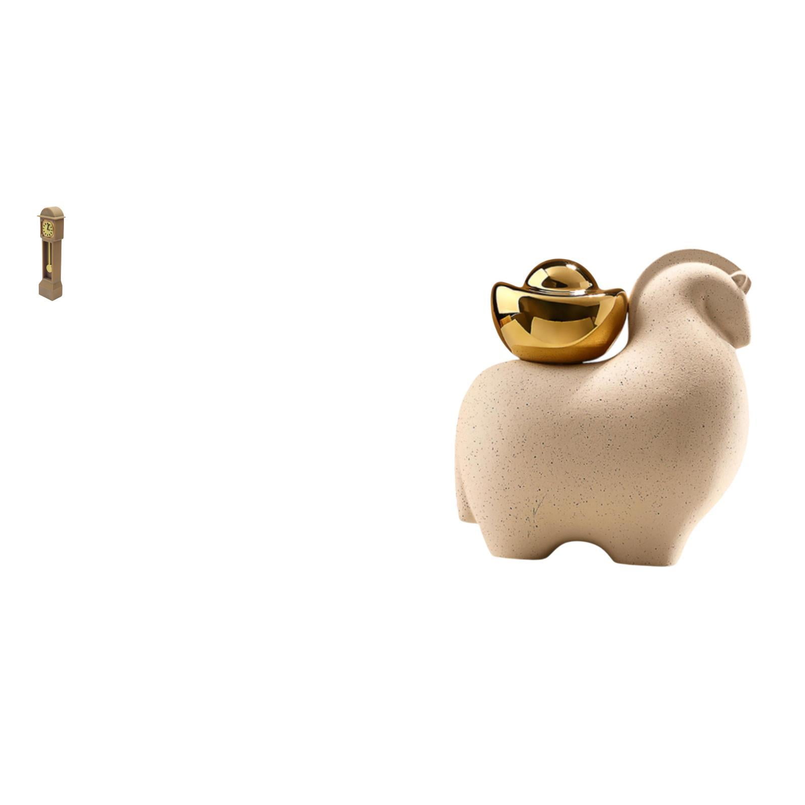 guohui Miniature Grandfather Clock Animal Statue Tabletop Decoration 1/ ...