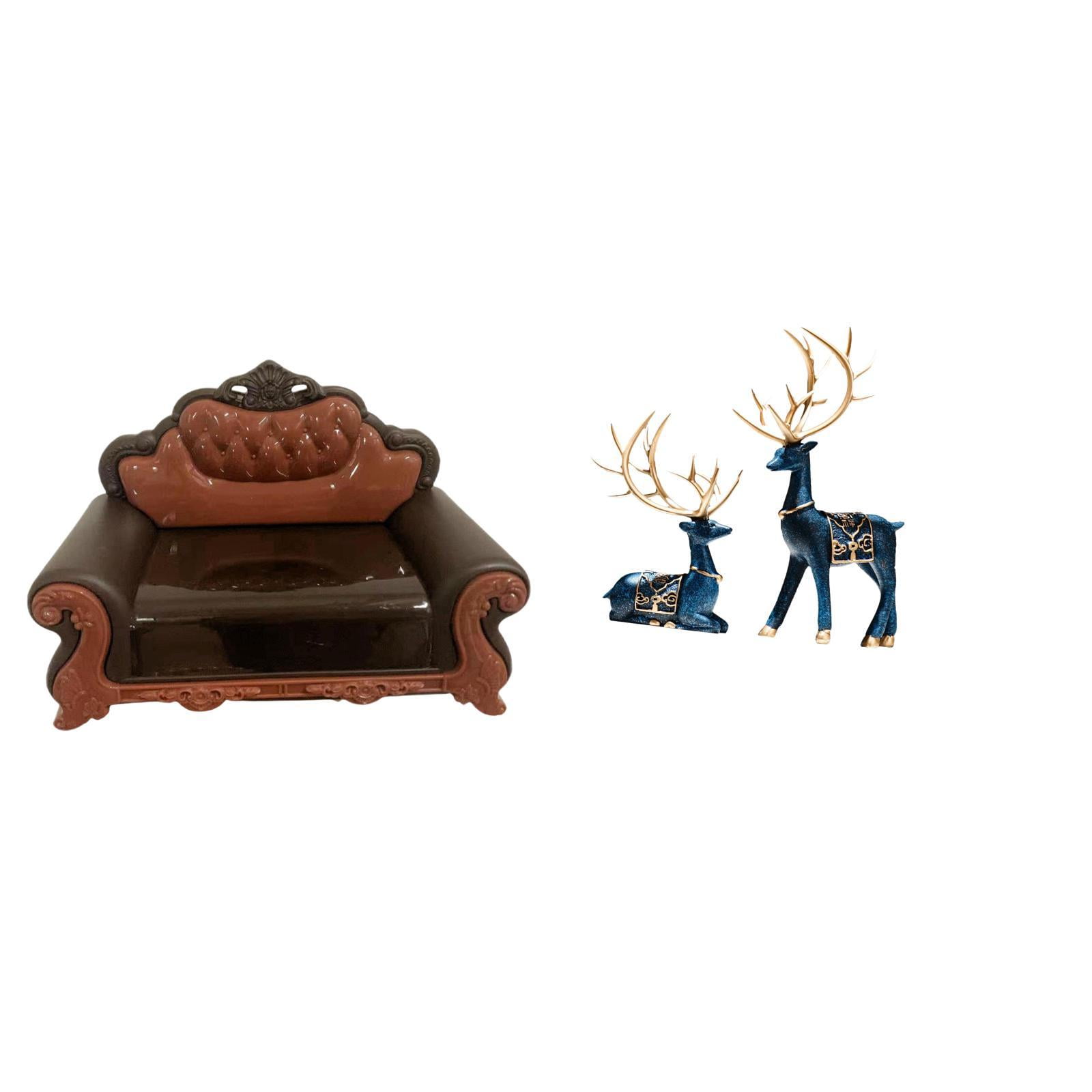 guohui Miniature Reindeer Sofa Chair Model DIY Accessory Deer Figurines ...