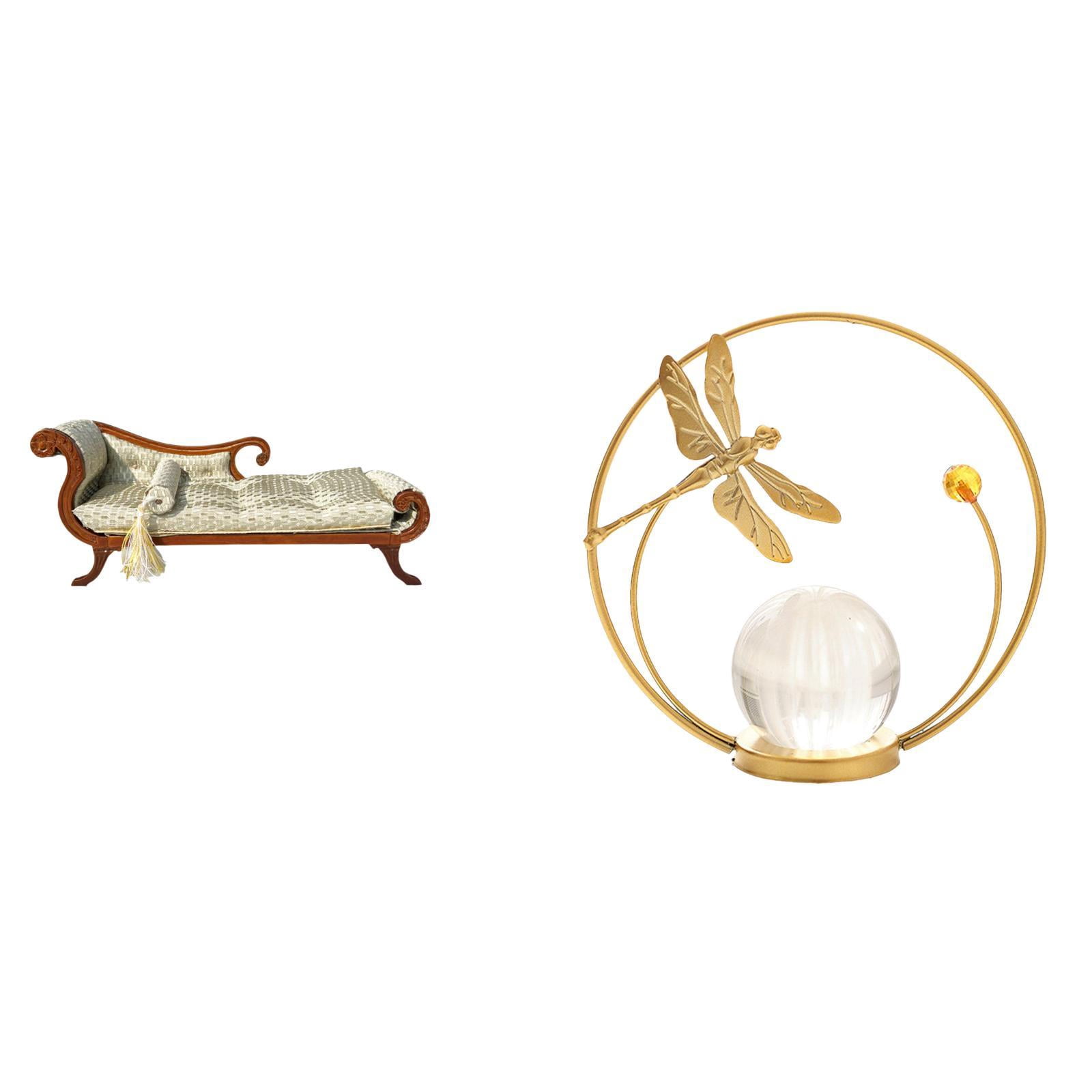 guohui Miniature Wooden Sofa Bed Crystal Ball Sculpture Metal Figurine ...