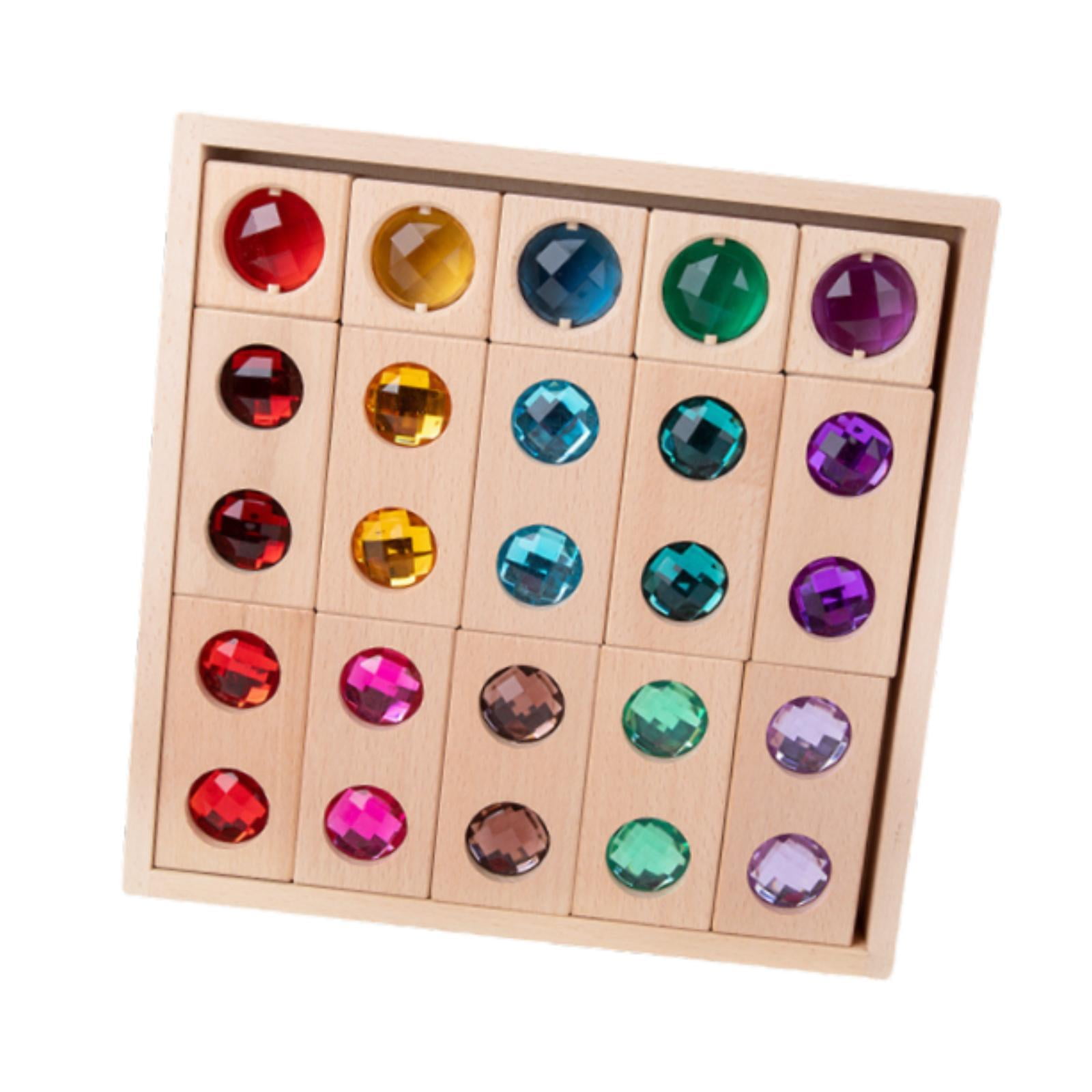 guohui Wooden Building Blocks Set for Kids Rainbow Block Cubes Blocks ...