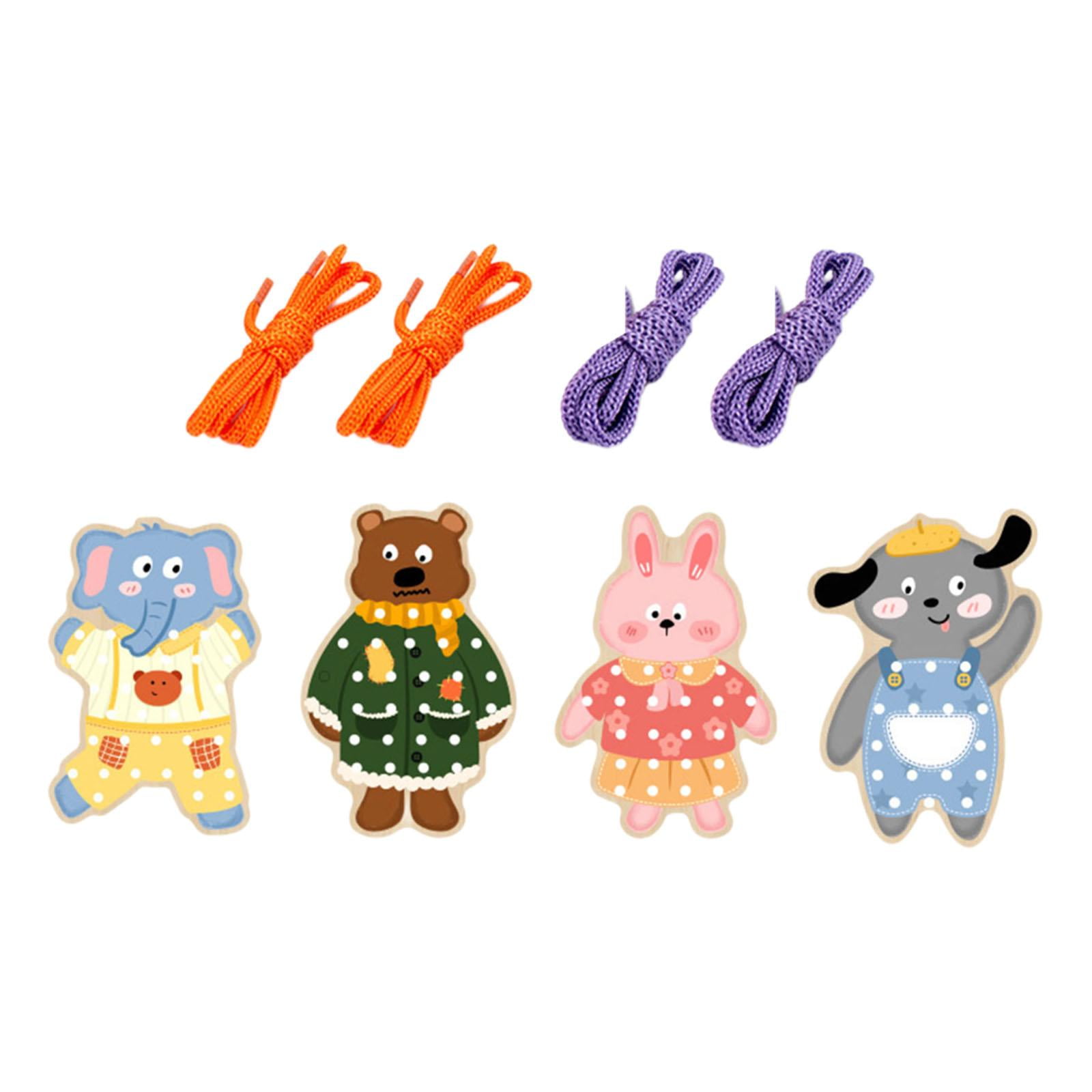 guohui Wooden Lacing Toy Animal Theme Preschool for Age 3 4 5 6 ...