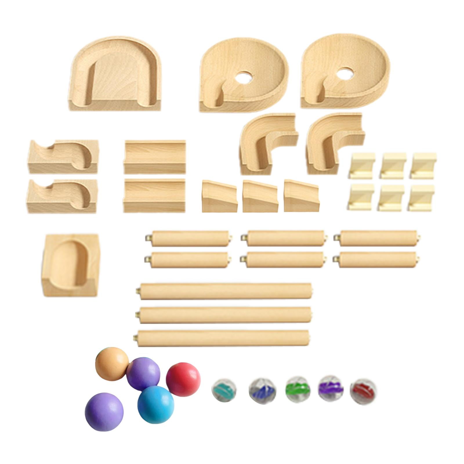 guohui Wooden Marble Run Wood Building Blocks Toys,DIY Assembly,Creative,Marble Track Maze Game ...