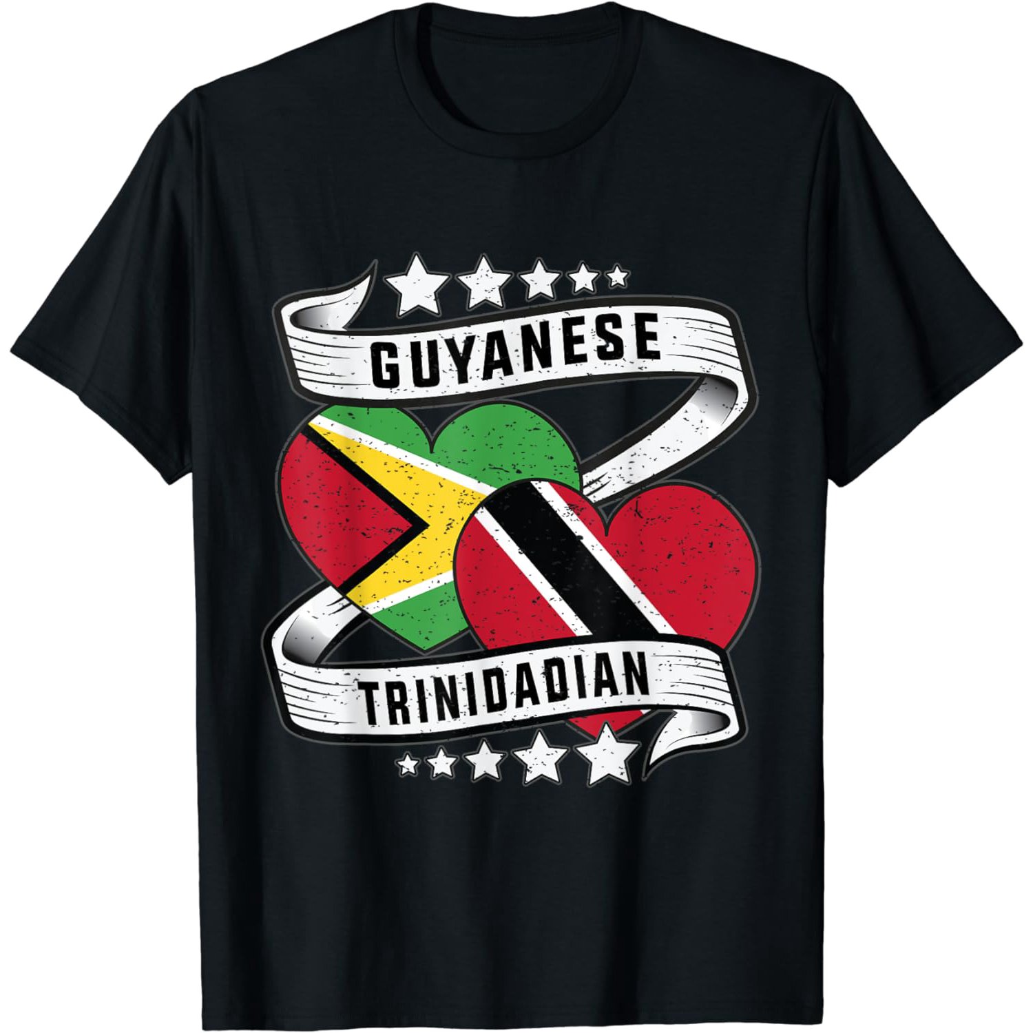 guyanese and trini shirt half trinidad half guyana flag T-Shirt ...