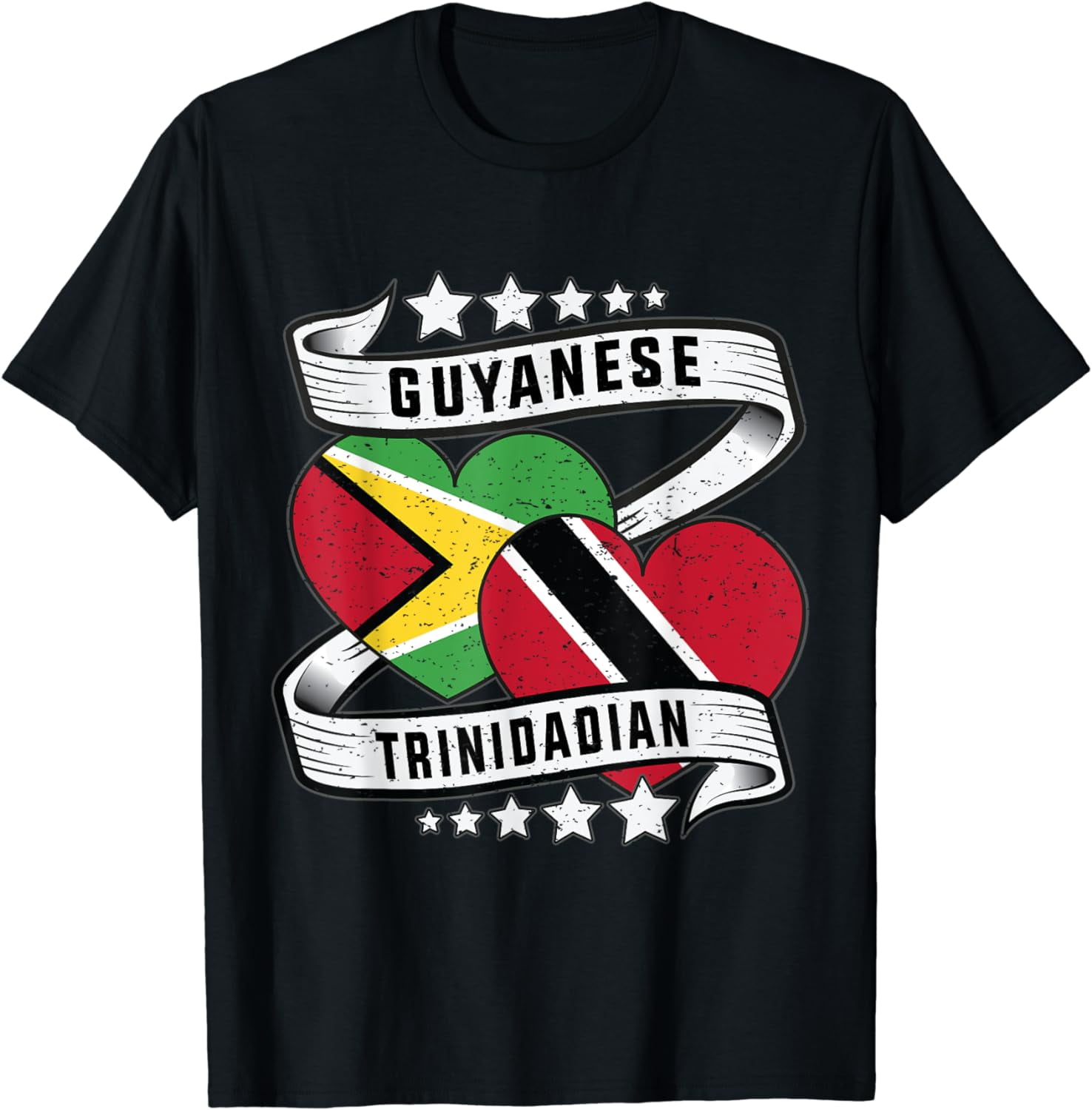 guyanese and trini shirt half trinidad half guyana flag T-Shirt ...