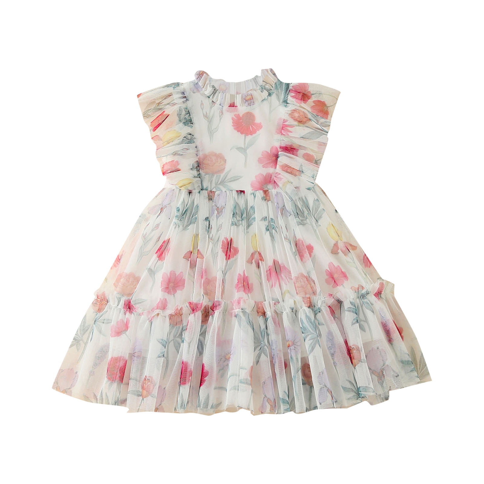 gvdentm Girl Peony Lace Back A-Line Straight Tutu Tulle Party Flower ...