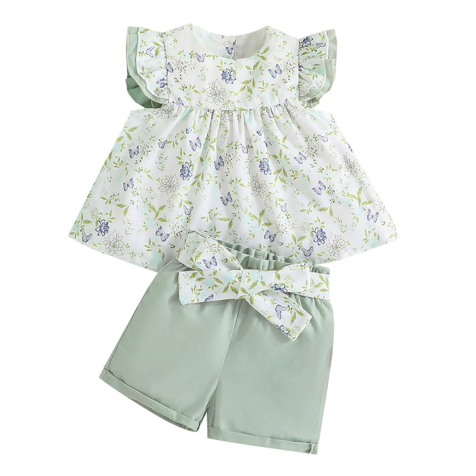 gvdentm Girls Two Piece Outfits Girl's Summer 2 Piece Outfits Short ...