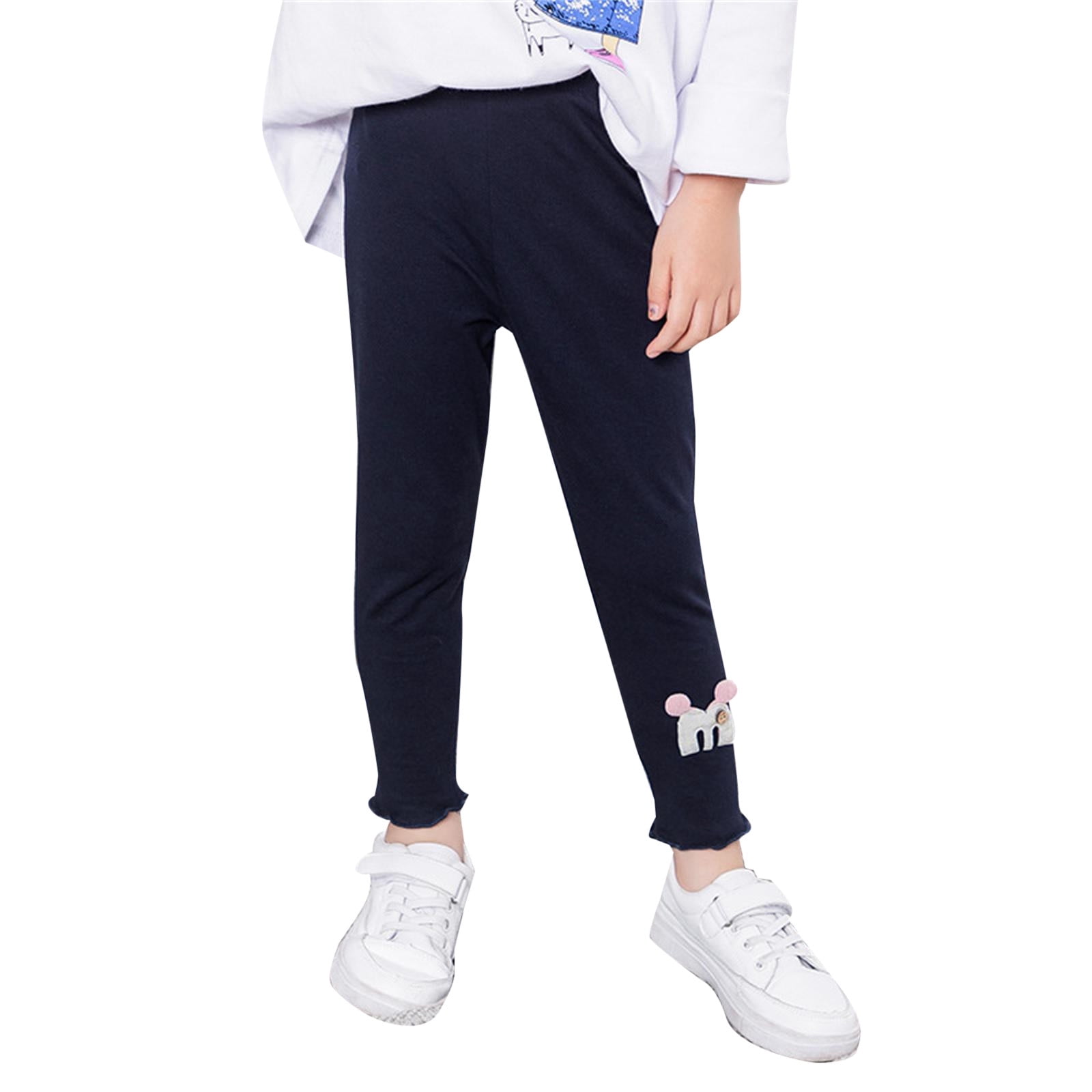 gvdentm Girls Uniform Pants Girl's Elastic High Waisted Print Flare Leg ...