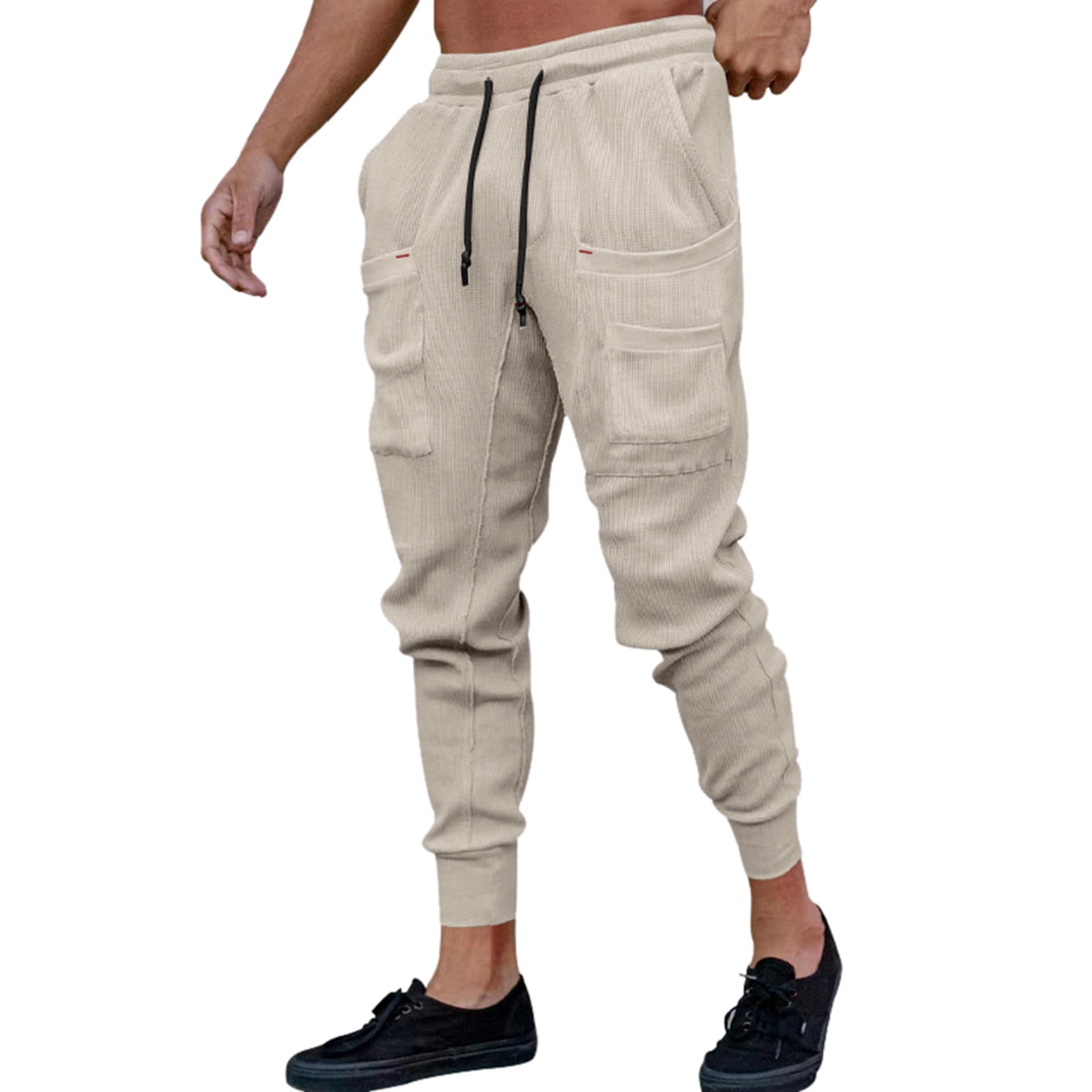 gvdentm Jogging Pants Men Men's Pants Elastic Waist Straight Leg Loose ...