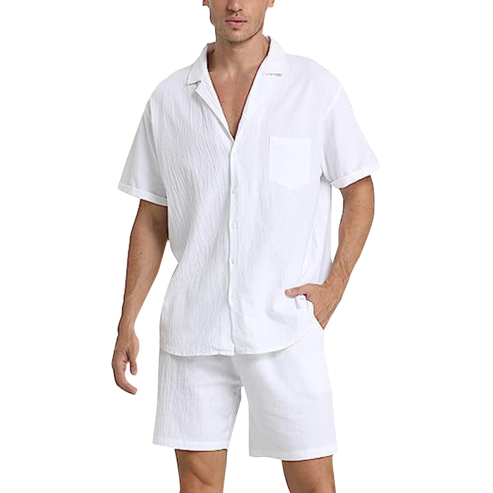 Gvdentm Mens Suit Mens Short Sets Summer Short Sleeve Polo Shirt And