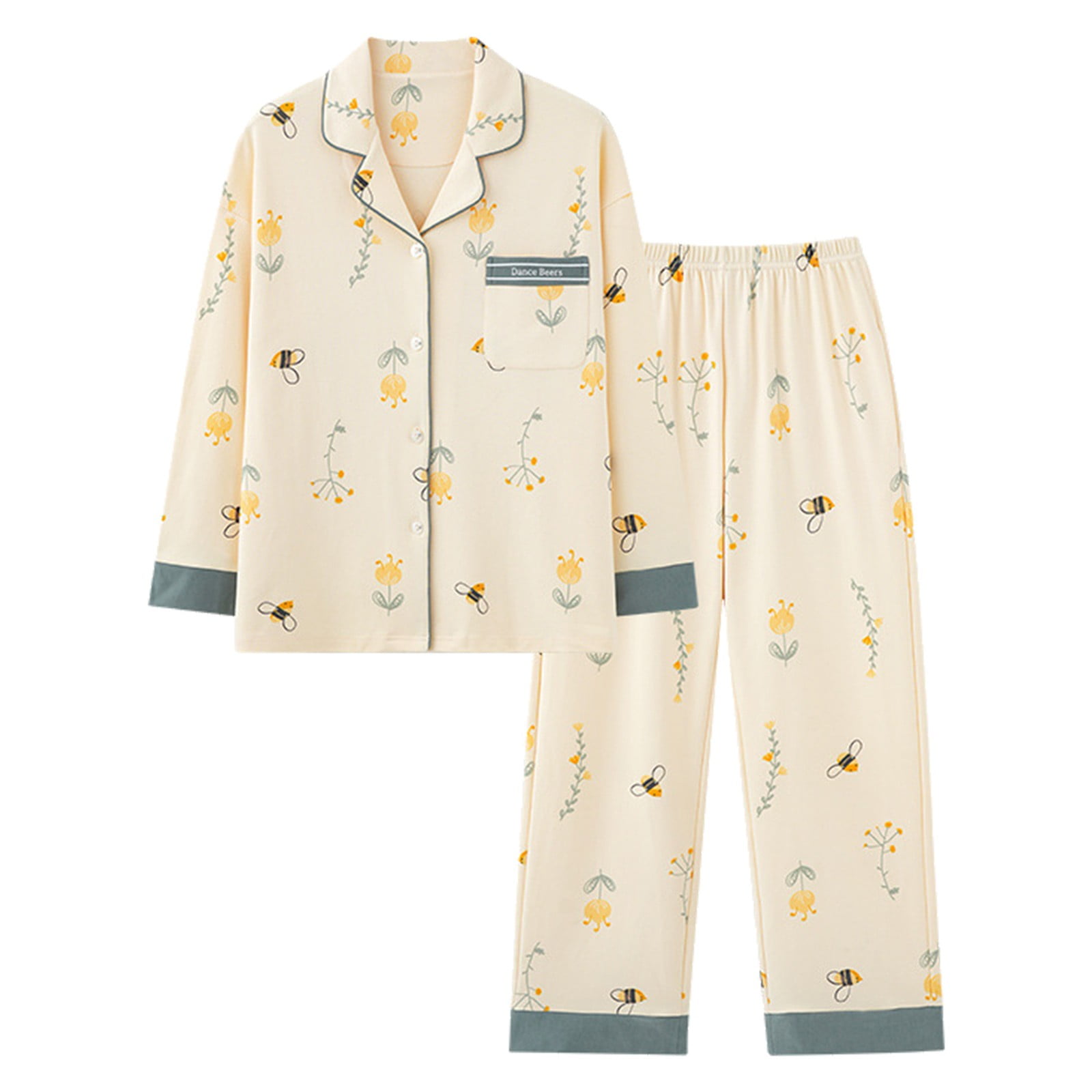 gvdentm Pj Womens Pajamas Set Women's Satin Pajama Set 2-Piece ...