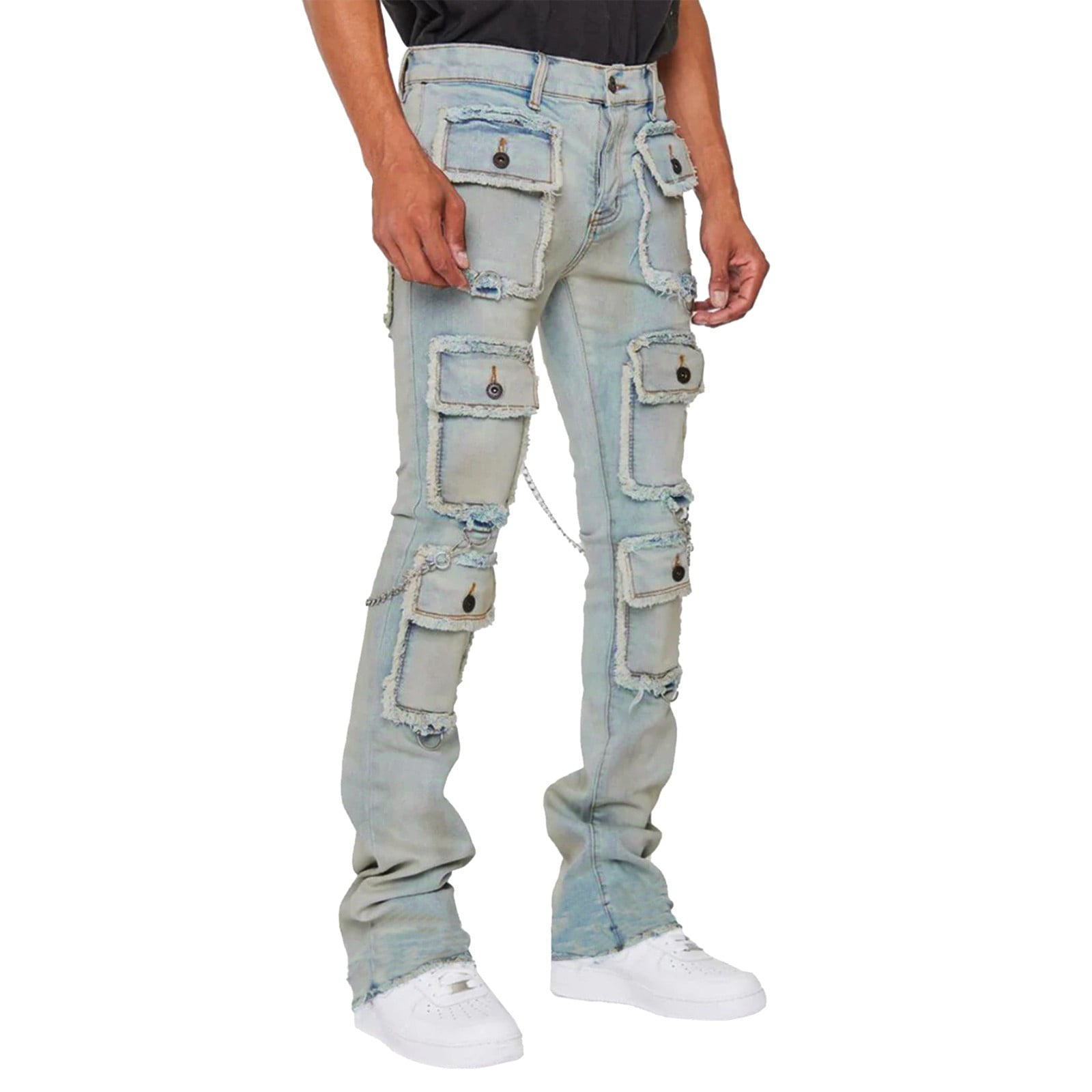 gvdentm Ripped Jeans Men Men's Slim Fit Jeans Stretch Destroyed Ripped ...