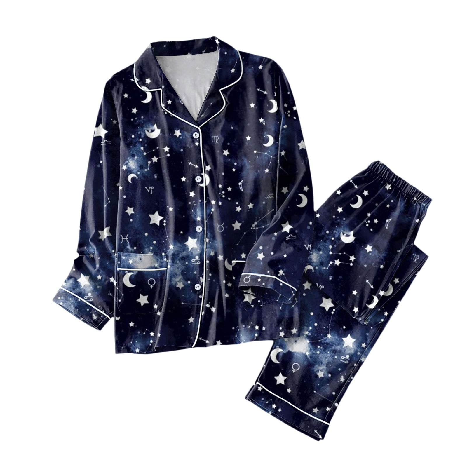 gvdentm Satin Sets for Women Women Silk Satin Button Long Sleeve ...