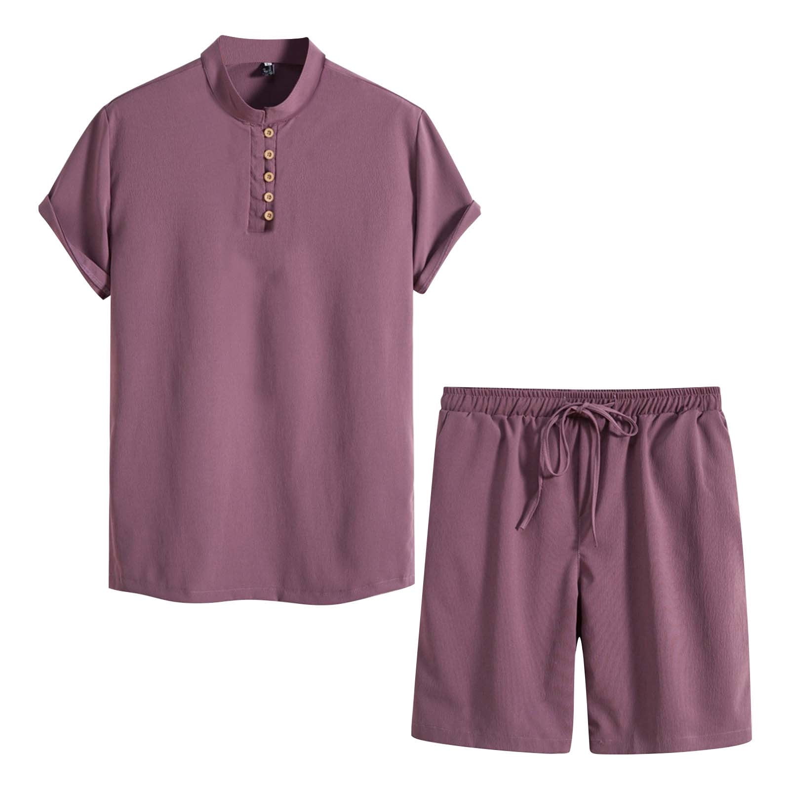 gvdentm Suits for Men Men's Workout Sets Clothes Shirts Shorts Running ...