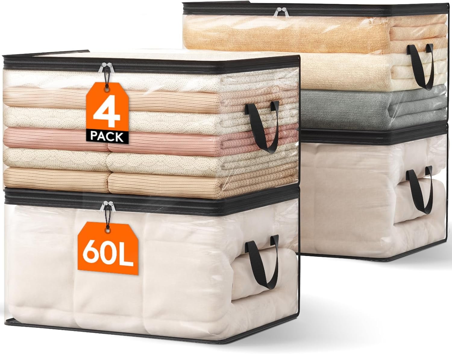 gyabdhgj 6 Pack Clear Clothes Storage Bags 11 Inch Clear Cube Storage ...