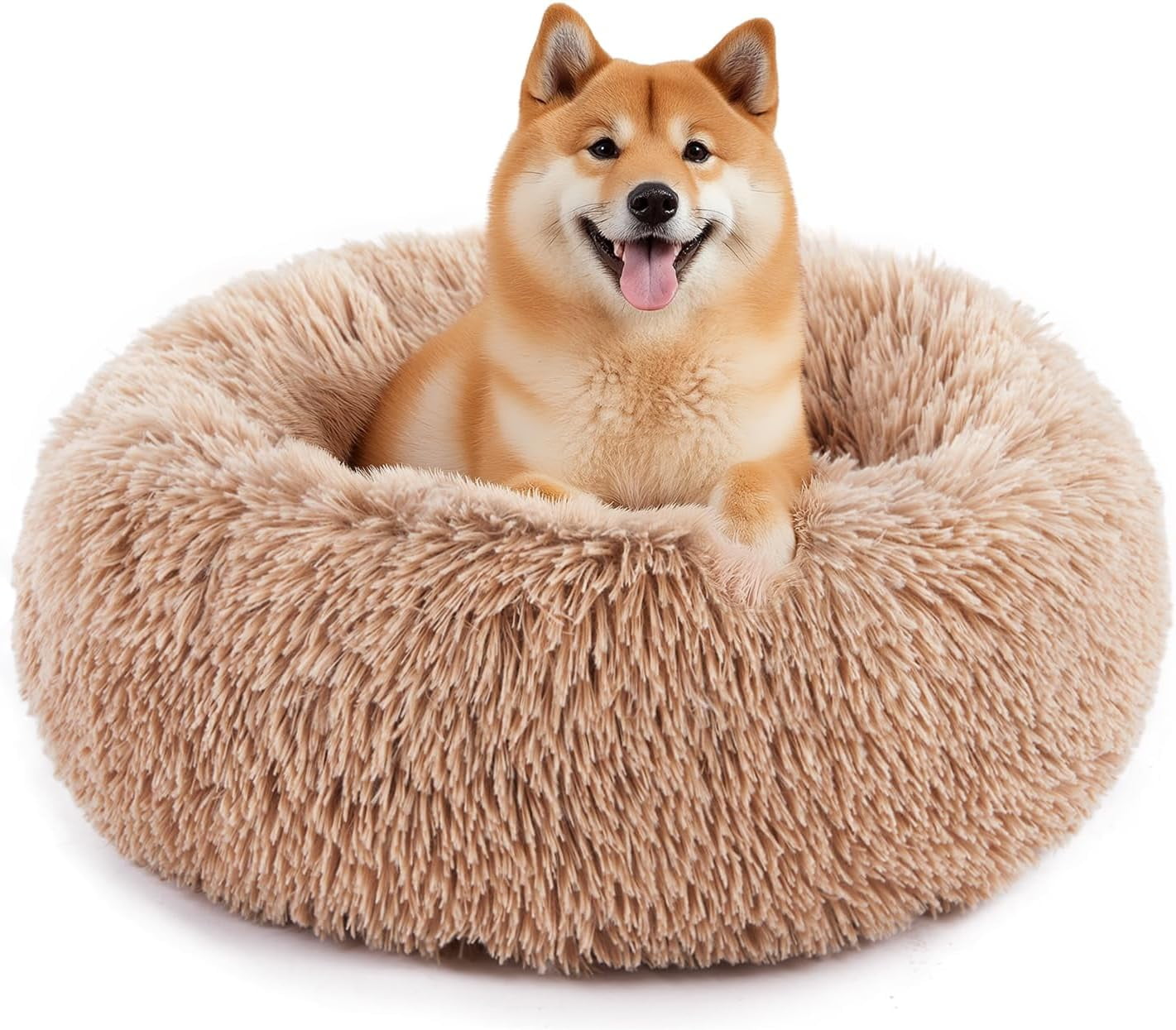 gyhifyhji Calming Donut Dog & Cat Bed, Machine Washable Cuddle Warming ...