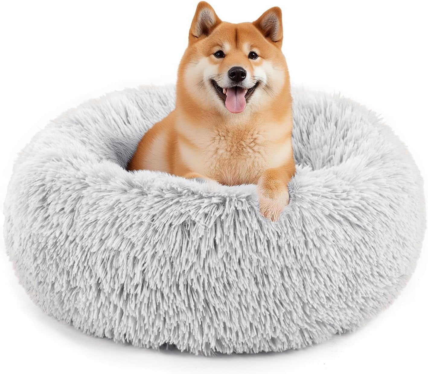 gyhifyhji Calming Donut Dog & Cat Bed, Machine Washable Cuddle Warming ...