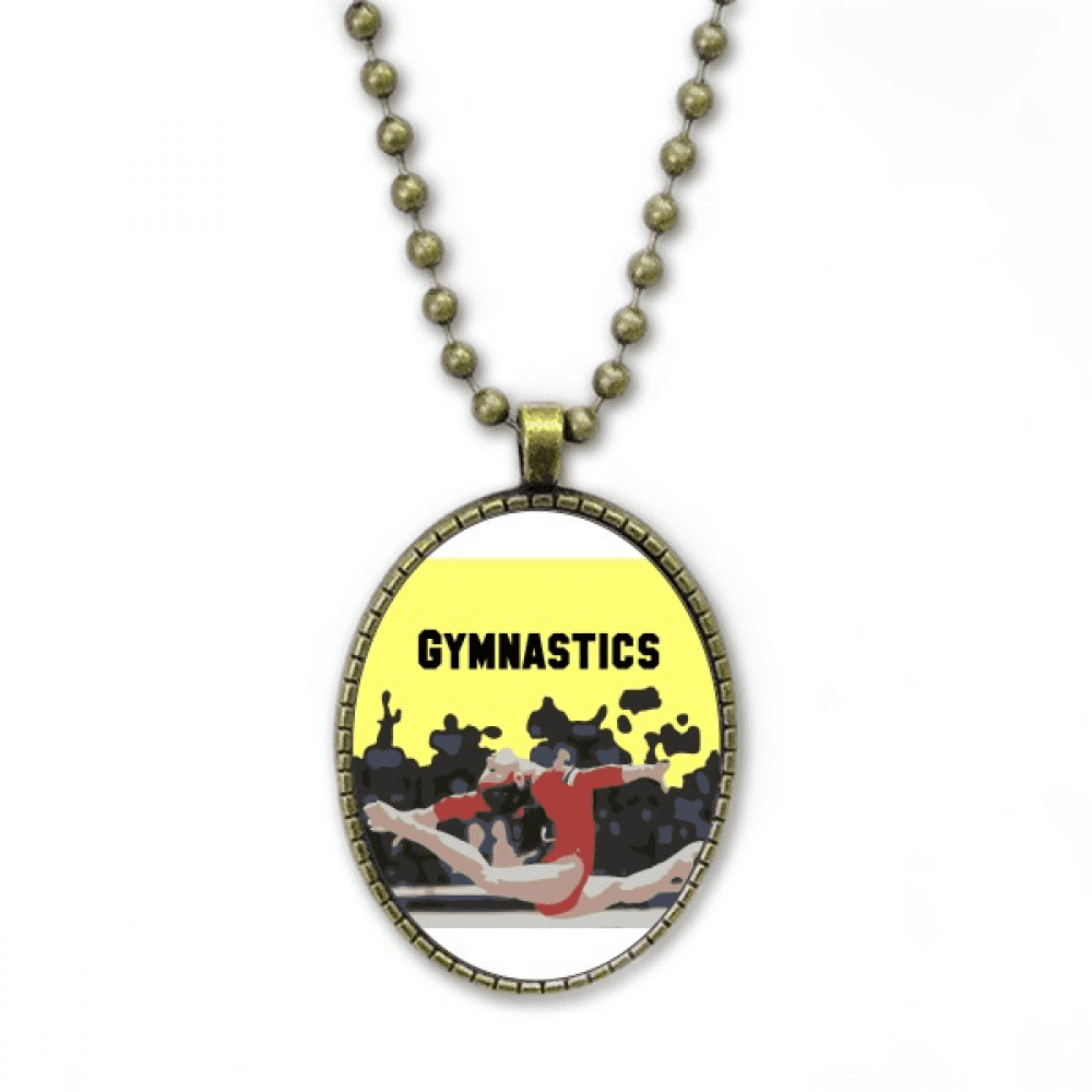 gymnastics competitive art necklace vintage chain bead pendant jewelry ...