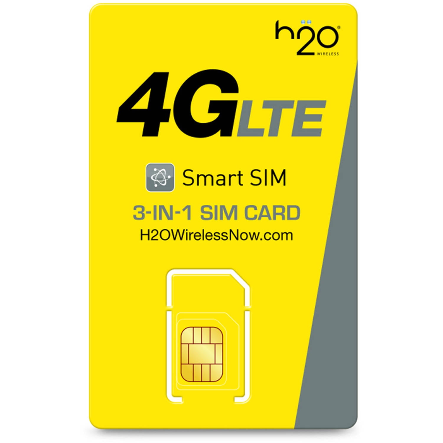 h2o Wireless Smart SIM Starter Kit 3-in-1 GSM SIM Card - Walmart.com