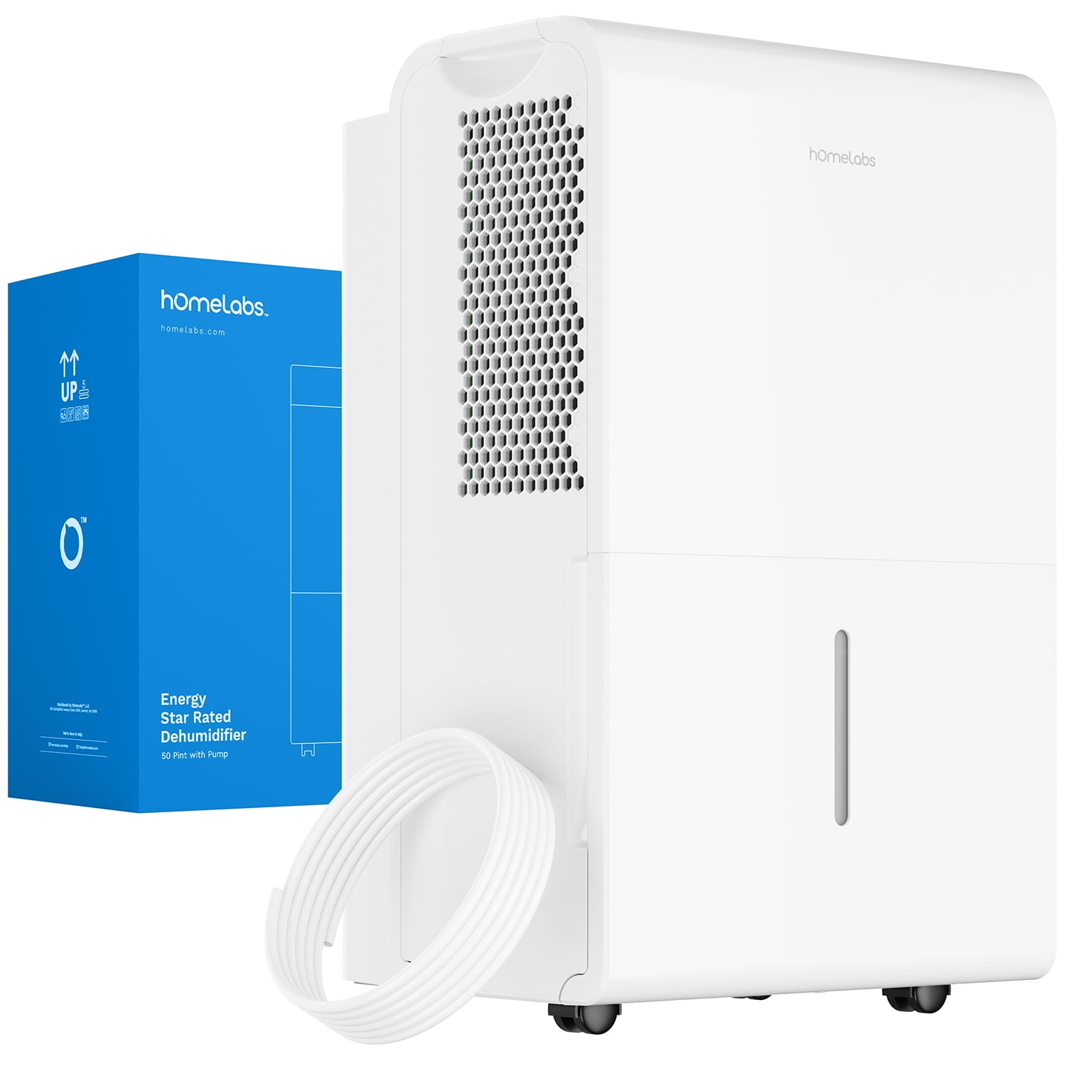hOmeLabs 4500 Sq. Ft. WiFi-Enabled Dehumidifier with Pump - 50 Pint Moisture Removal & Humidity ...