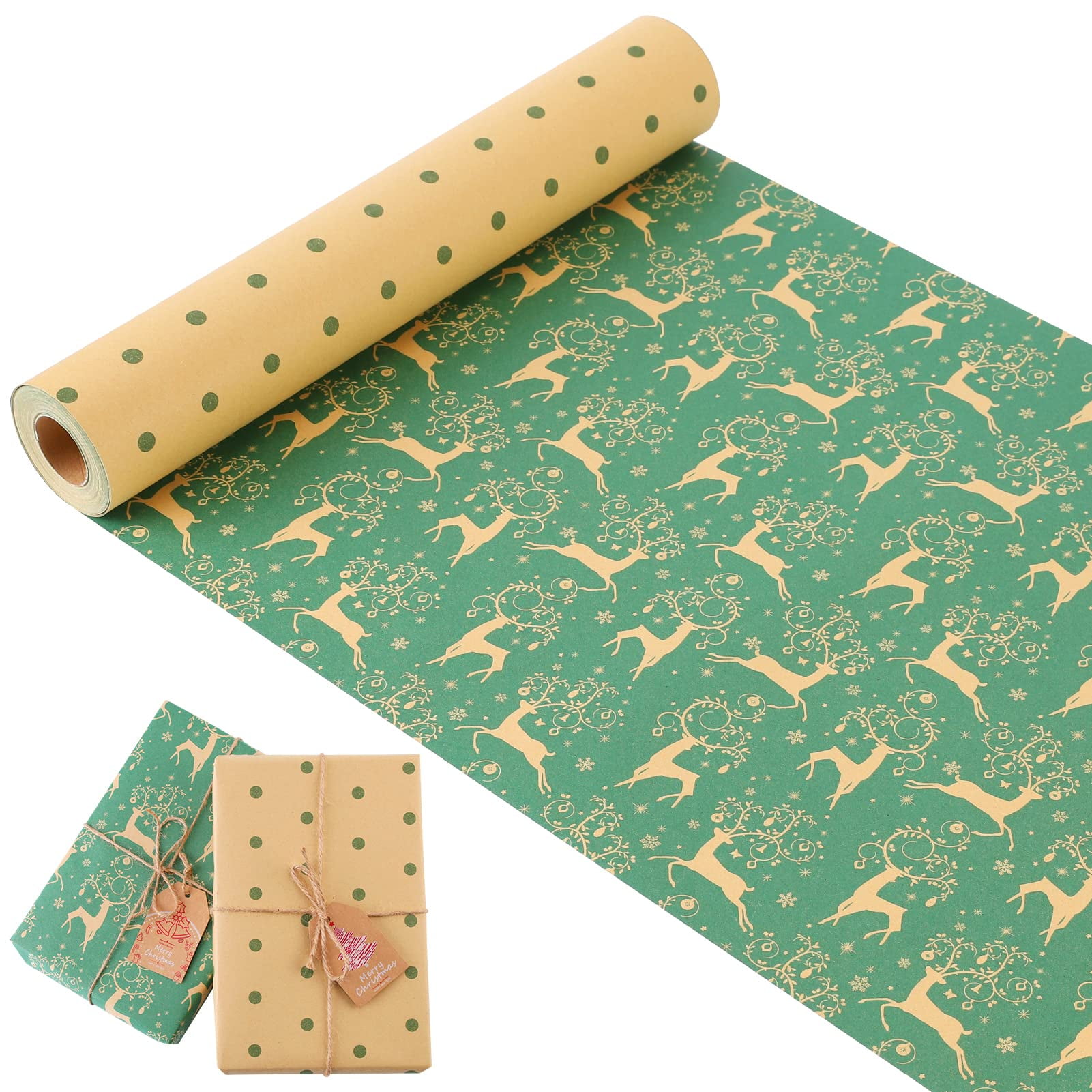 haipicho Christmas Wrapping Paper STF9 Roll, Double-sided Printing on ...