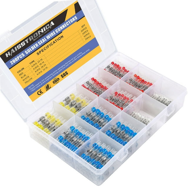haisstronica 200PCS Solder Seal Wire Connectors,Marine Grade Heat ...