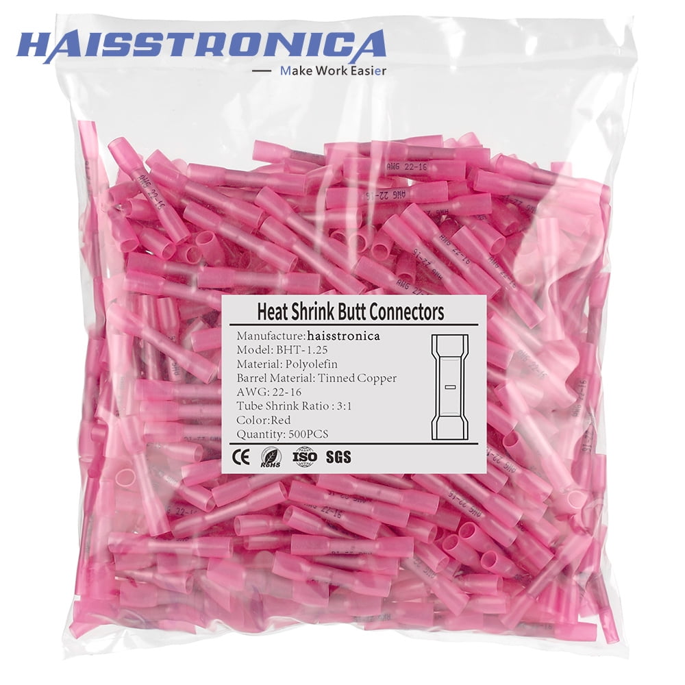 haisstronica 500PCS Heat Shrink Butt Connectors,Marine Grade Waterproof ...
