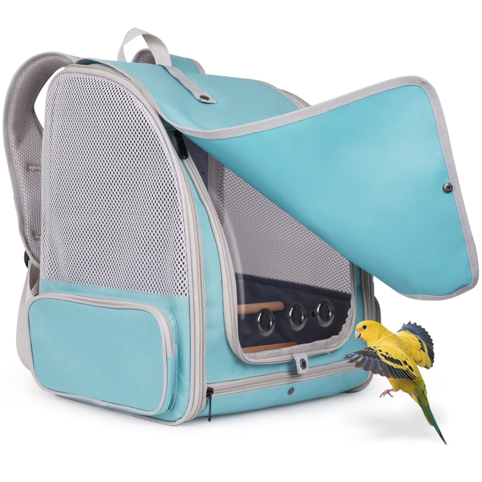 halinfer Bird Carrier Backpack, Pet Travel Cage with Standing Perches ...