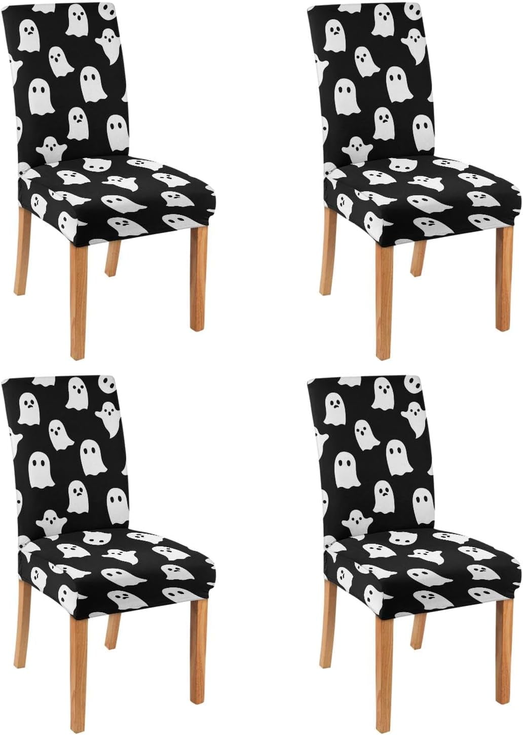 halloween Chair Covers Set of 4,Holiday Dining Stretch Removable ...