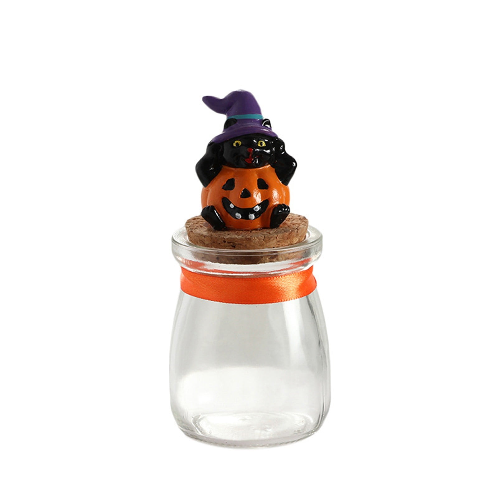 halloween Fan Candy Jar Tiered Tray Decoration Bat Pumpkin Small Glass ...