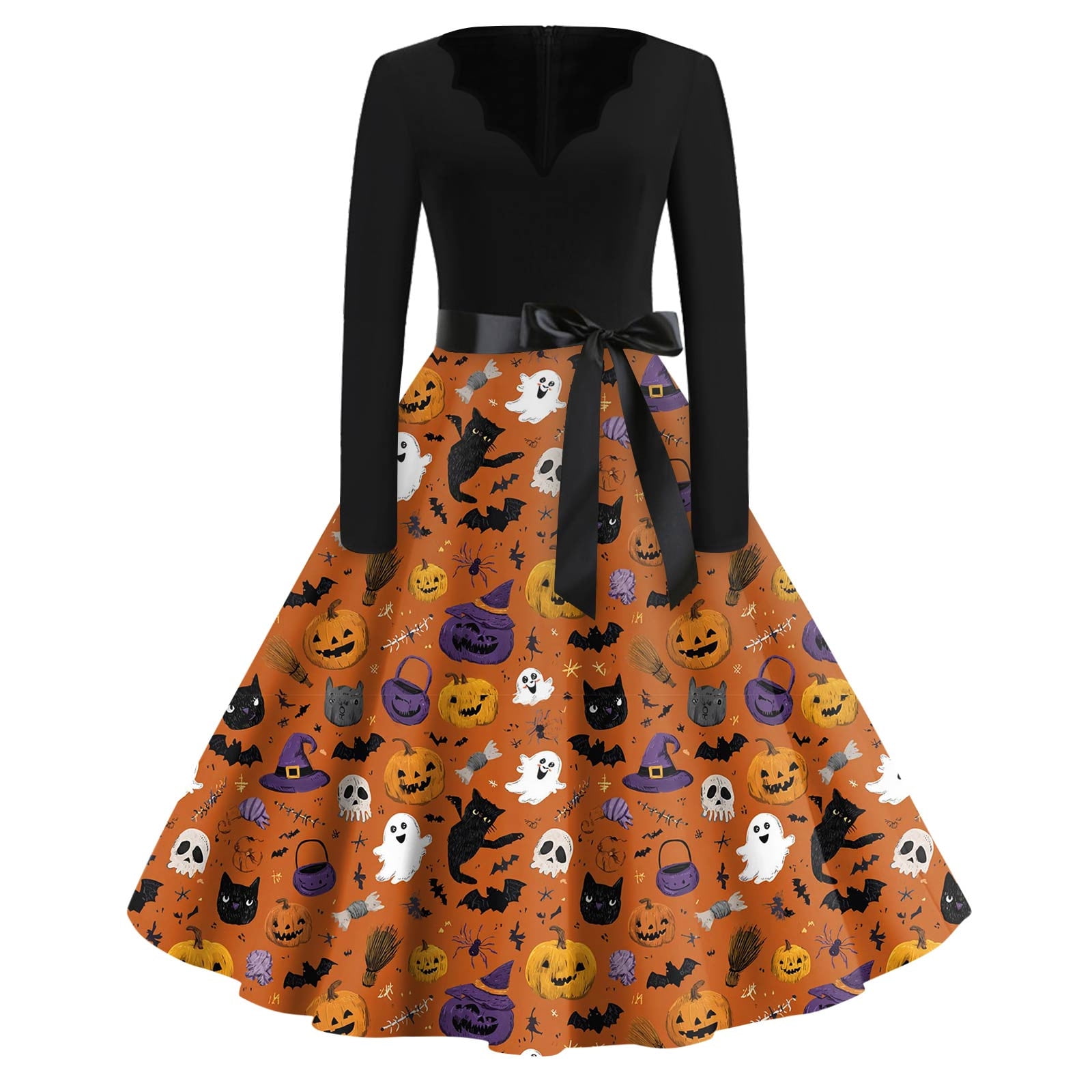 halloween costumeVintage Halloween Printed Dress For Women,Non ...