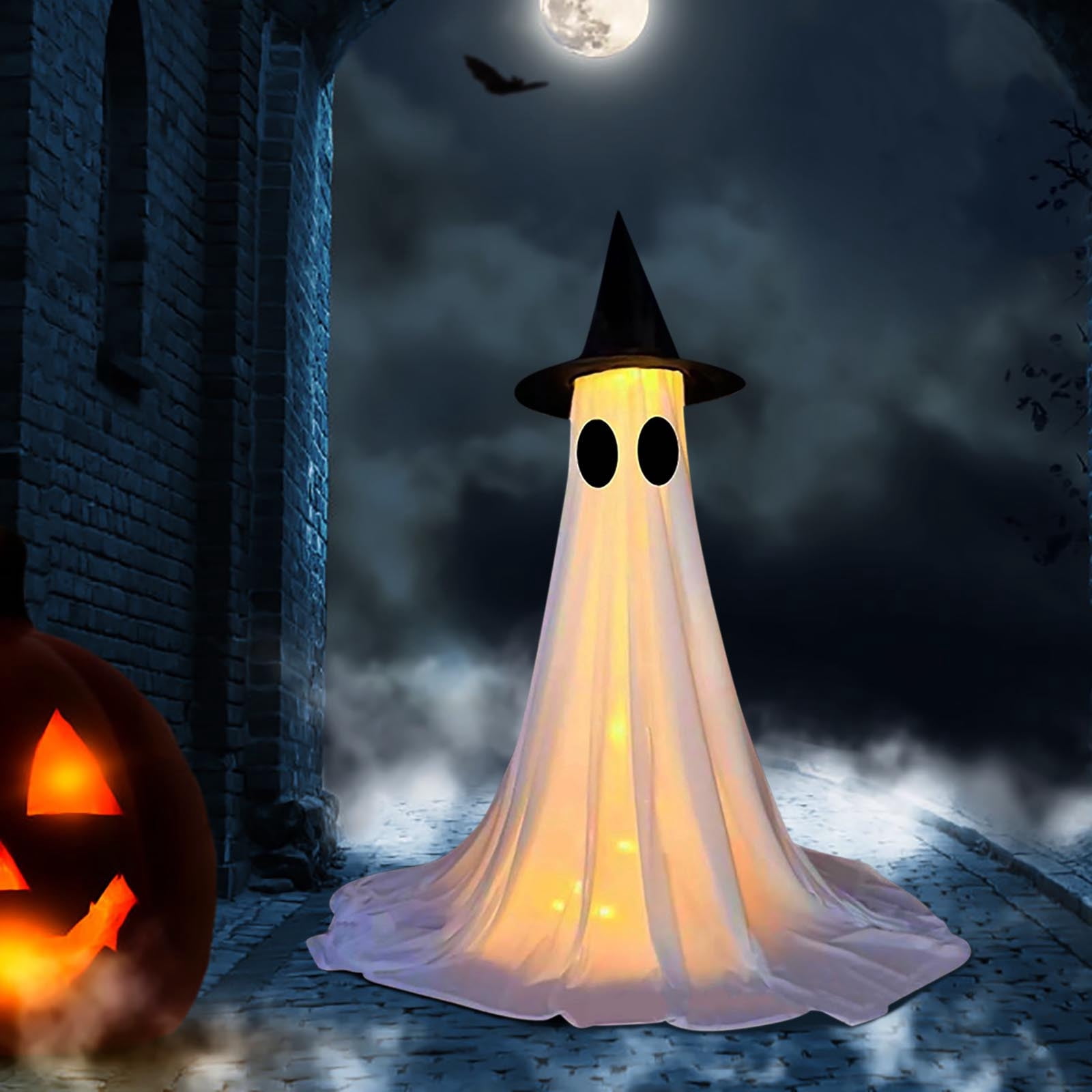 halloween decor The Halloween double-eye ghost decorative lamp and hat ...