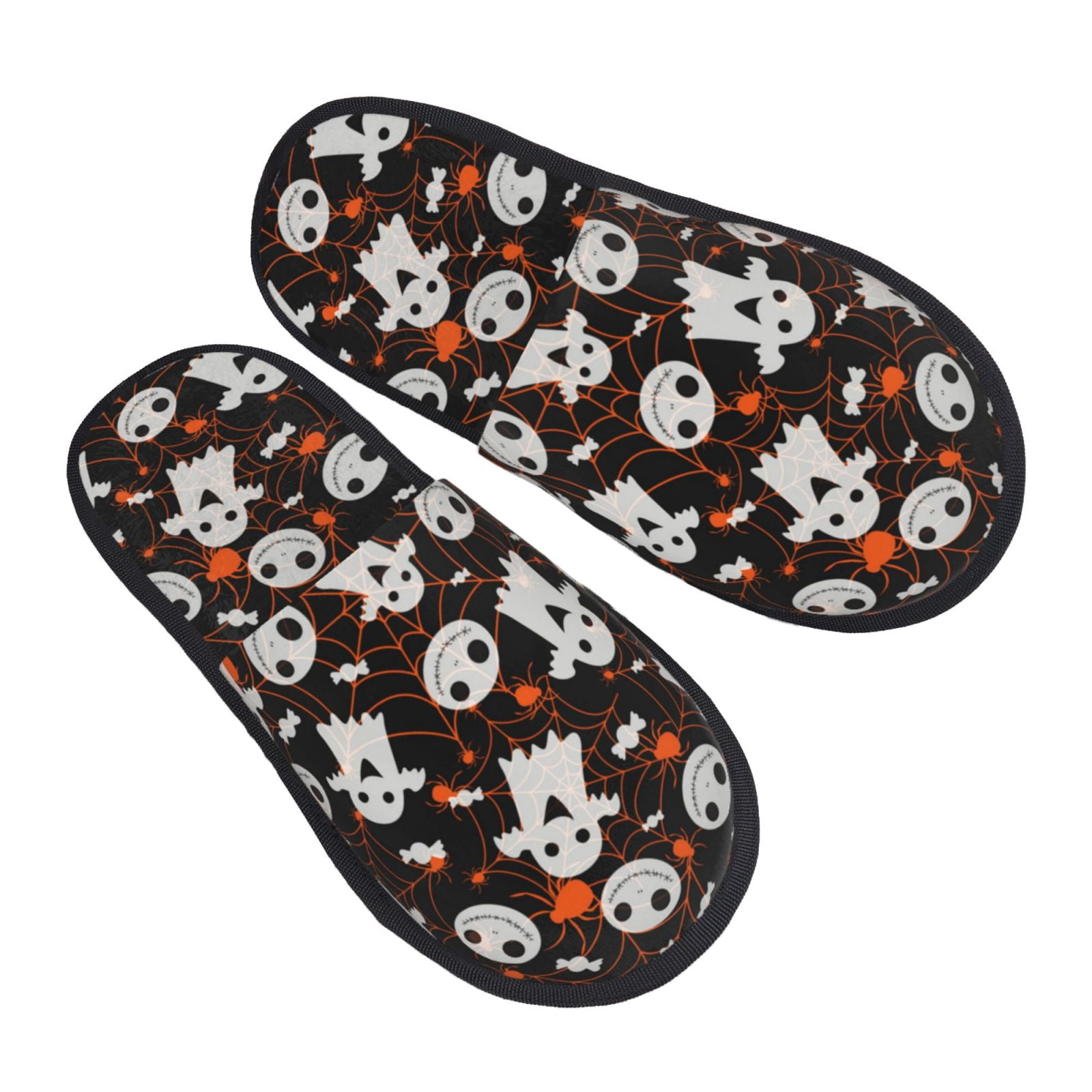 halloween spider web ghost House Slippers for Women Indoor, Fuzzy Warm ...