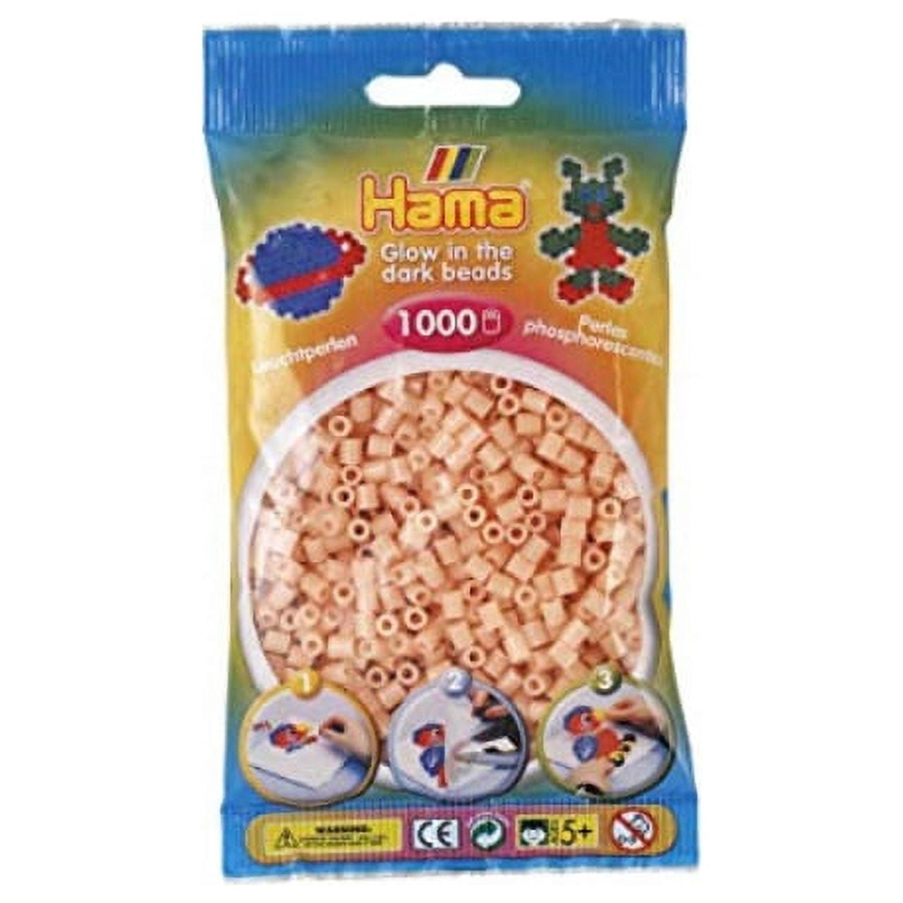 Hama - Glowin Dark Red - 1K Beadsin Bag - Walmart.com