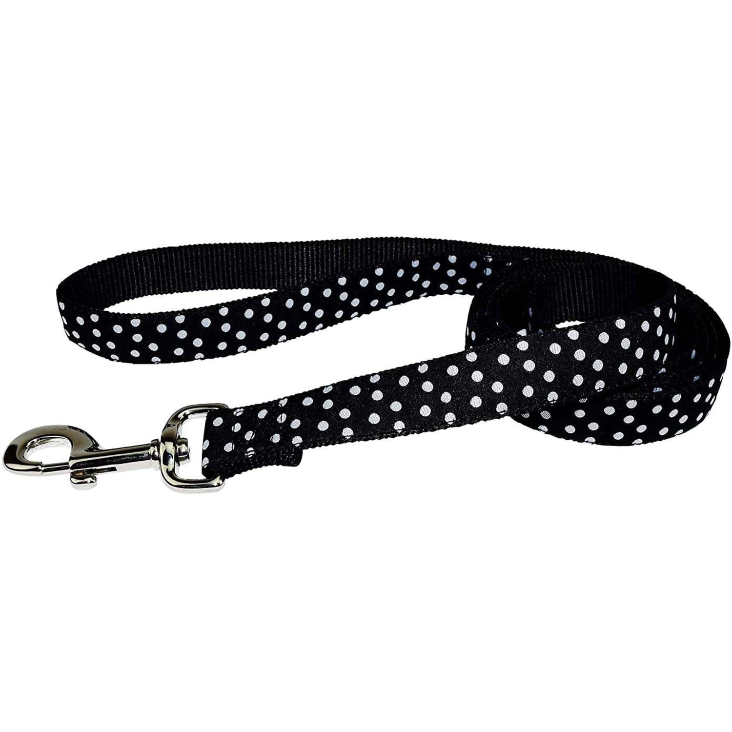 hamilton single thick dog leash with polka dots ribbon overlay, 5/8 x 6 ...