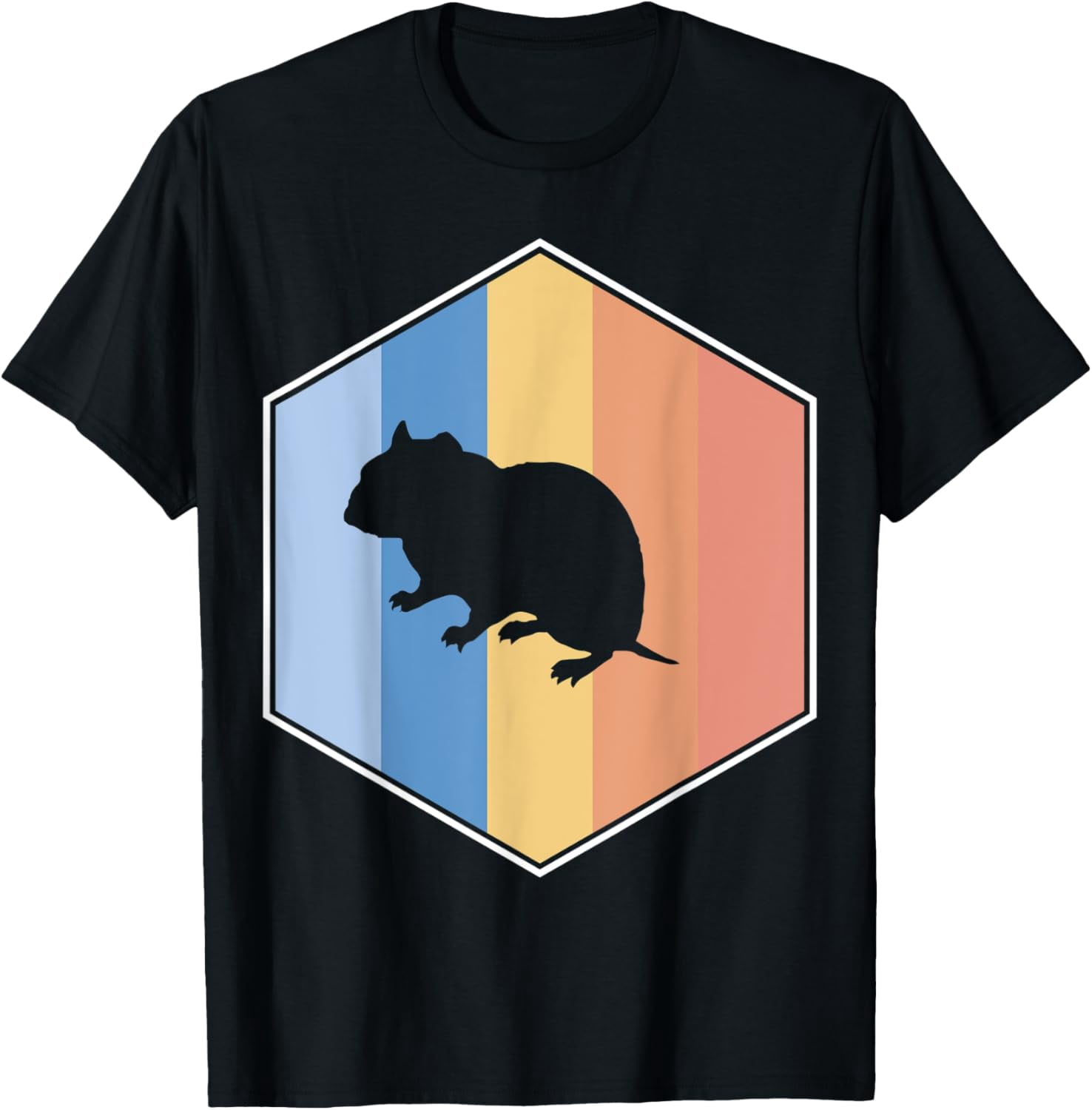 hamster with Retro Colors in a Hexagon T-Shirt men and women can wear ...