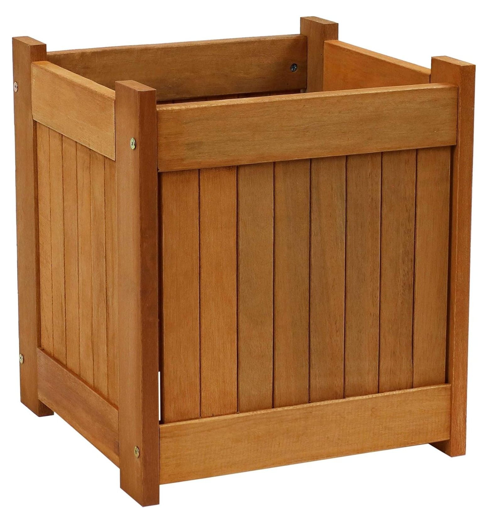 han chong Meranti Wood 16-Inch Square Planter Box with Teak Oil Finish ...