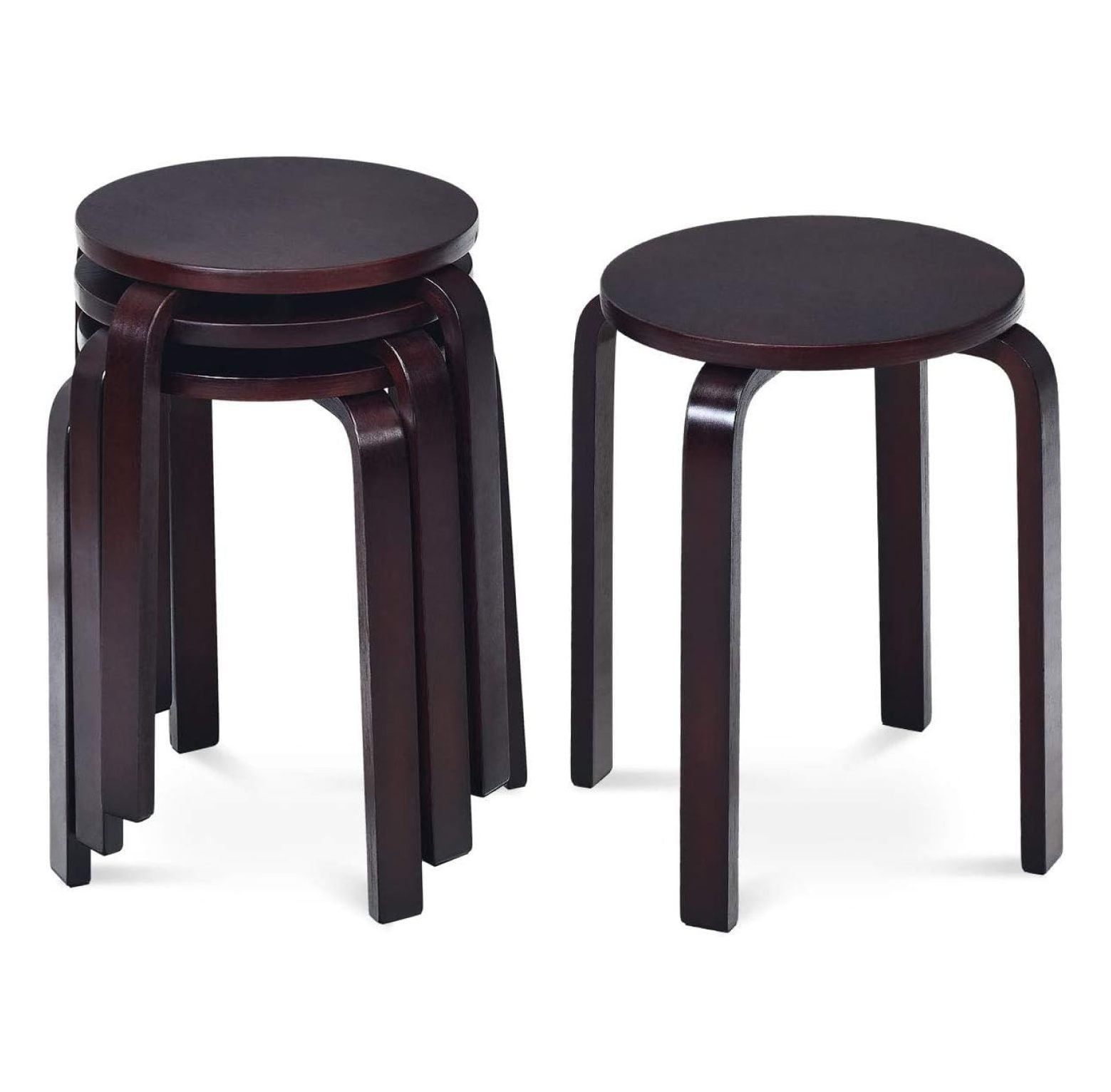 han chong Stackable Bentwood Stools Set of 4, 18-Inch Height Backless ...
