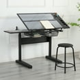 hand crank adjustable drafting table drawing desk with 2 metal drawers ...