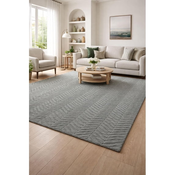 hand tufted chevron herringbone pattern solid charcoal grey wool area ...