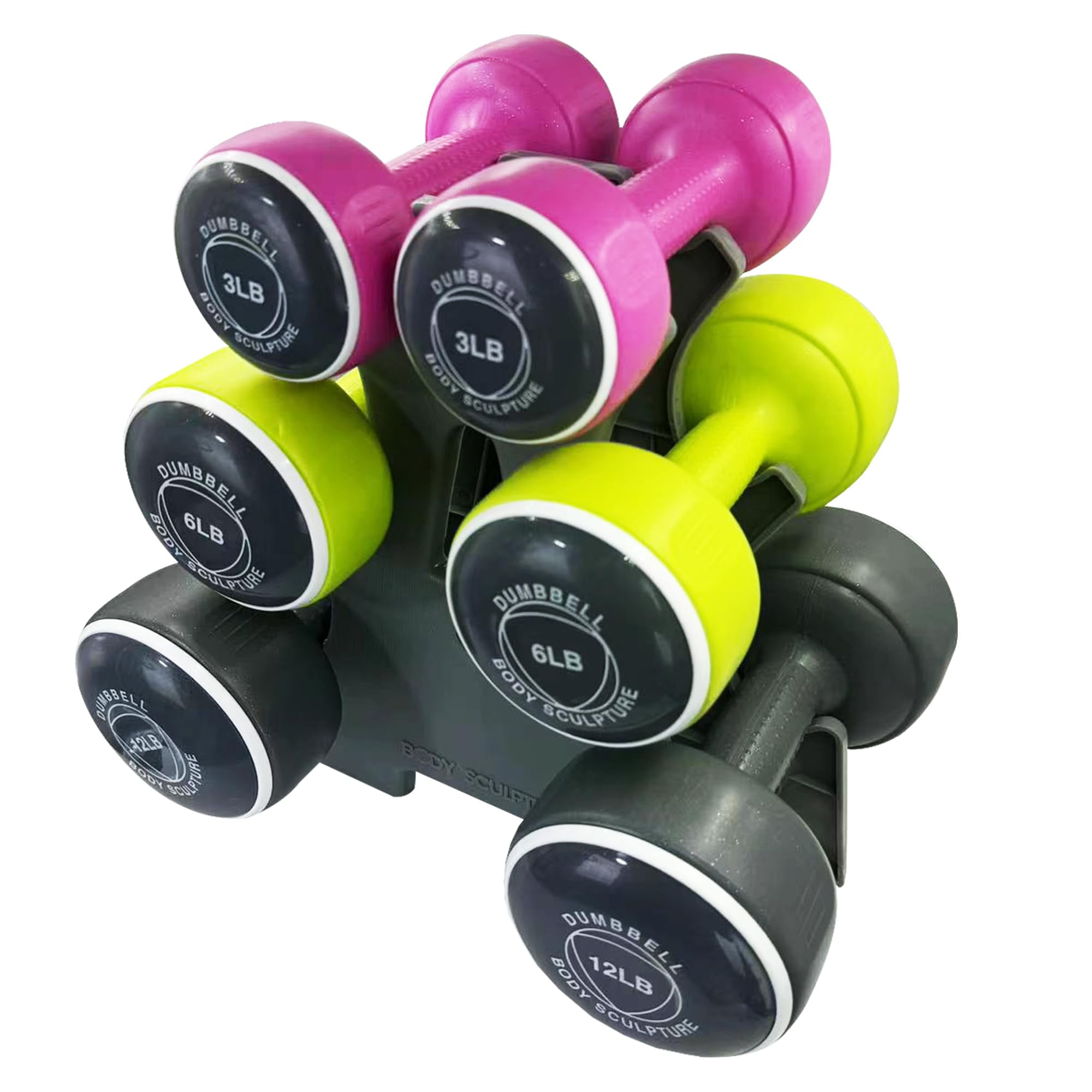 hand weights set Free‑Weight Dumbbell Set with Rack Set includes 3, 6 ...
