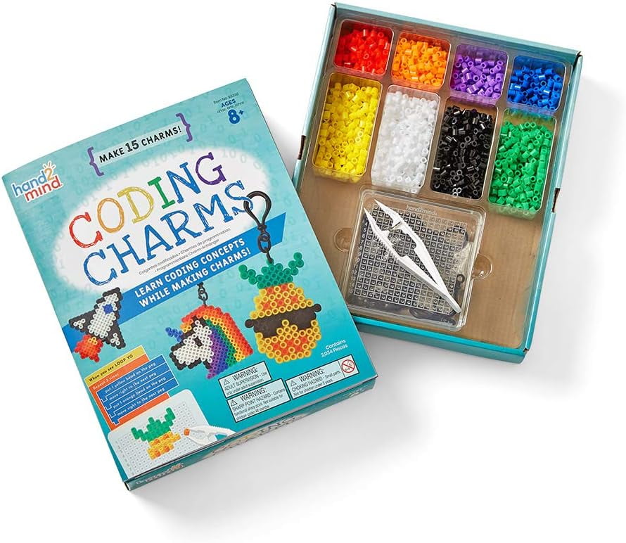 hand2mind Coding Charms, Coding for Kids 8-12, Fuse Bead Iron Craft Kit ...