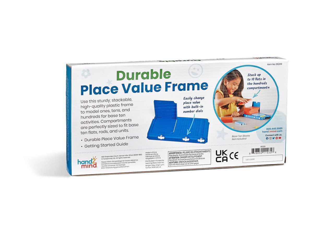 hand2mind Durable Place Value Frame, Plastic Base Ten Blocks Frame ...