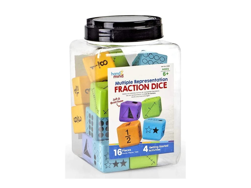 hand2mind Fraction Dice, Set of 16 Foam Dice For Classroom, Fraction ...