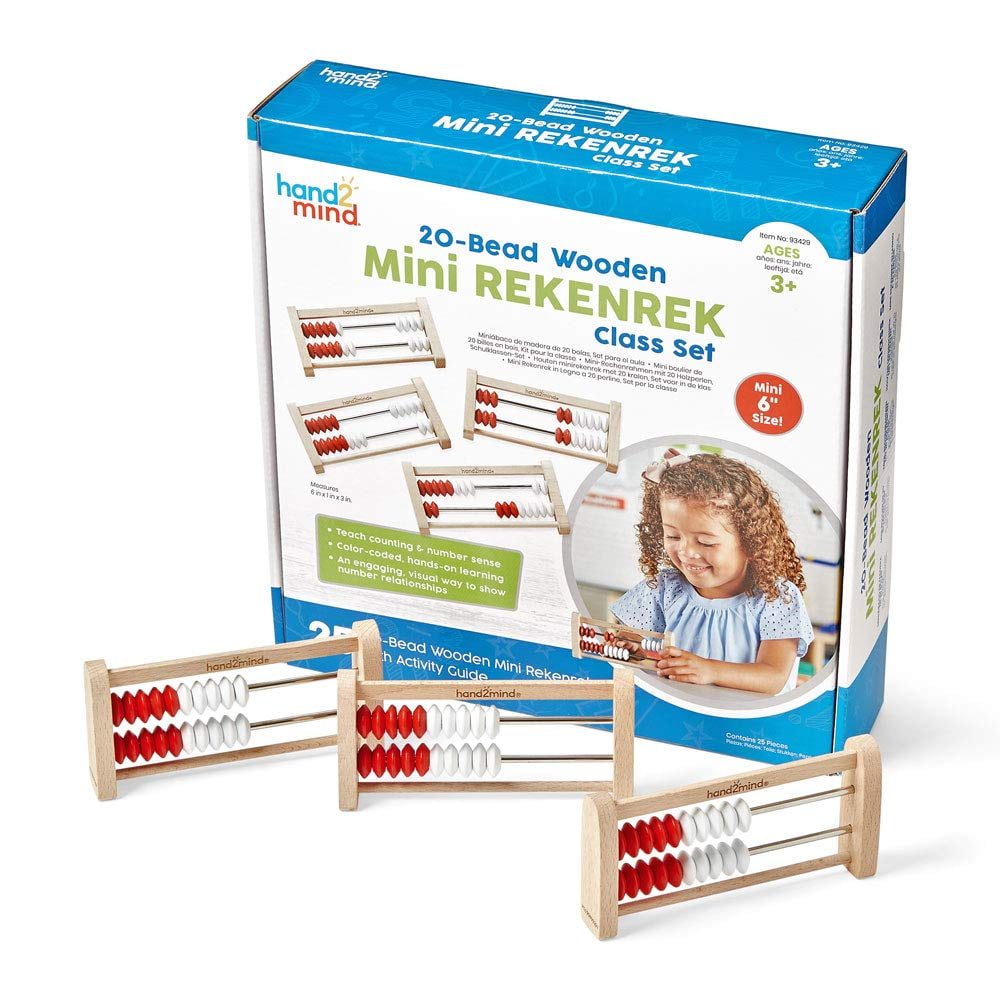 hand2mind Mini 20-Bead Wooden MMF7 Rekenrek Class Set, Number for Kids ...
