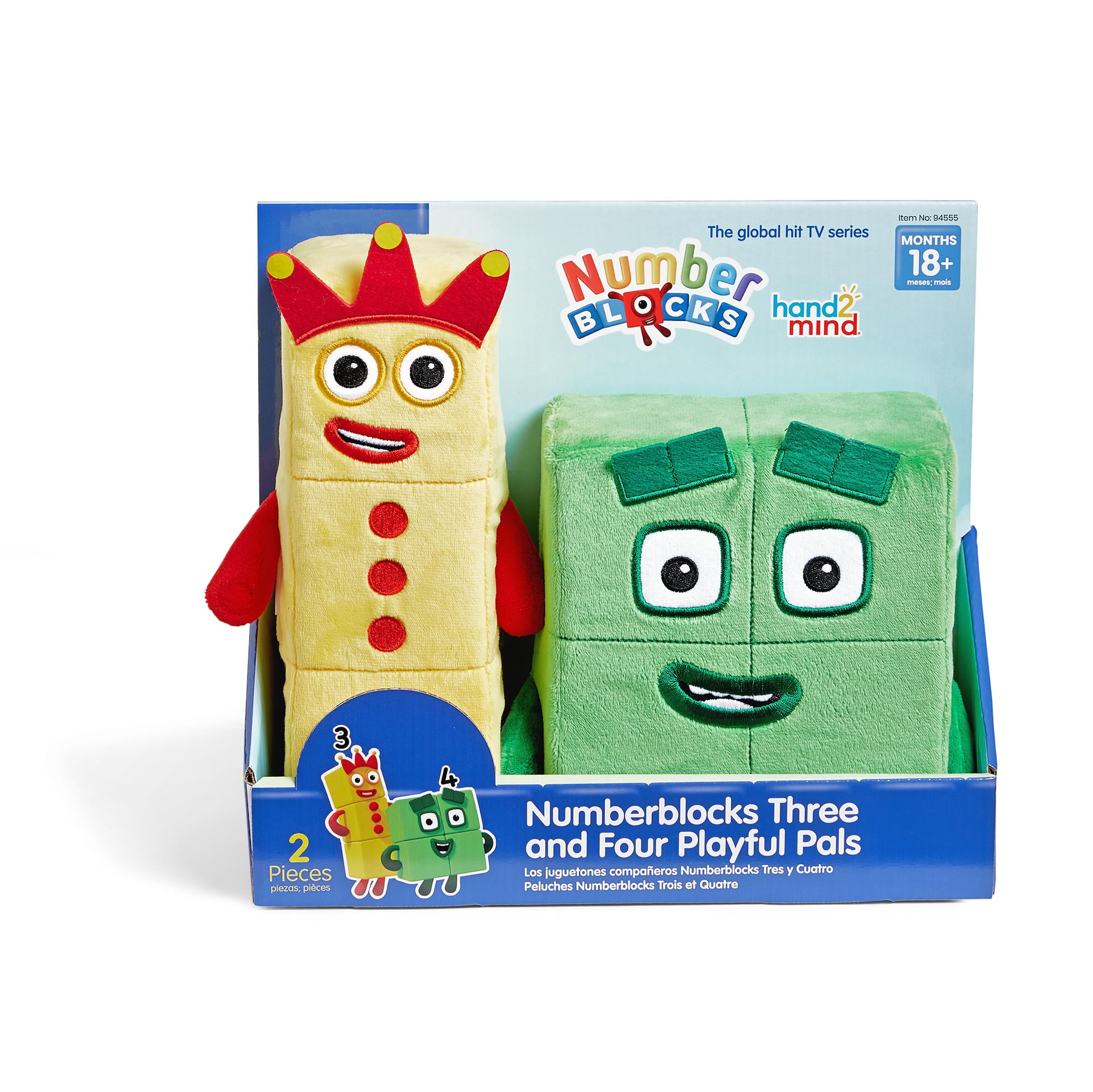 hand2mind Numberblocks Three and Four Playful Pals 8" and 12" Plush ...