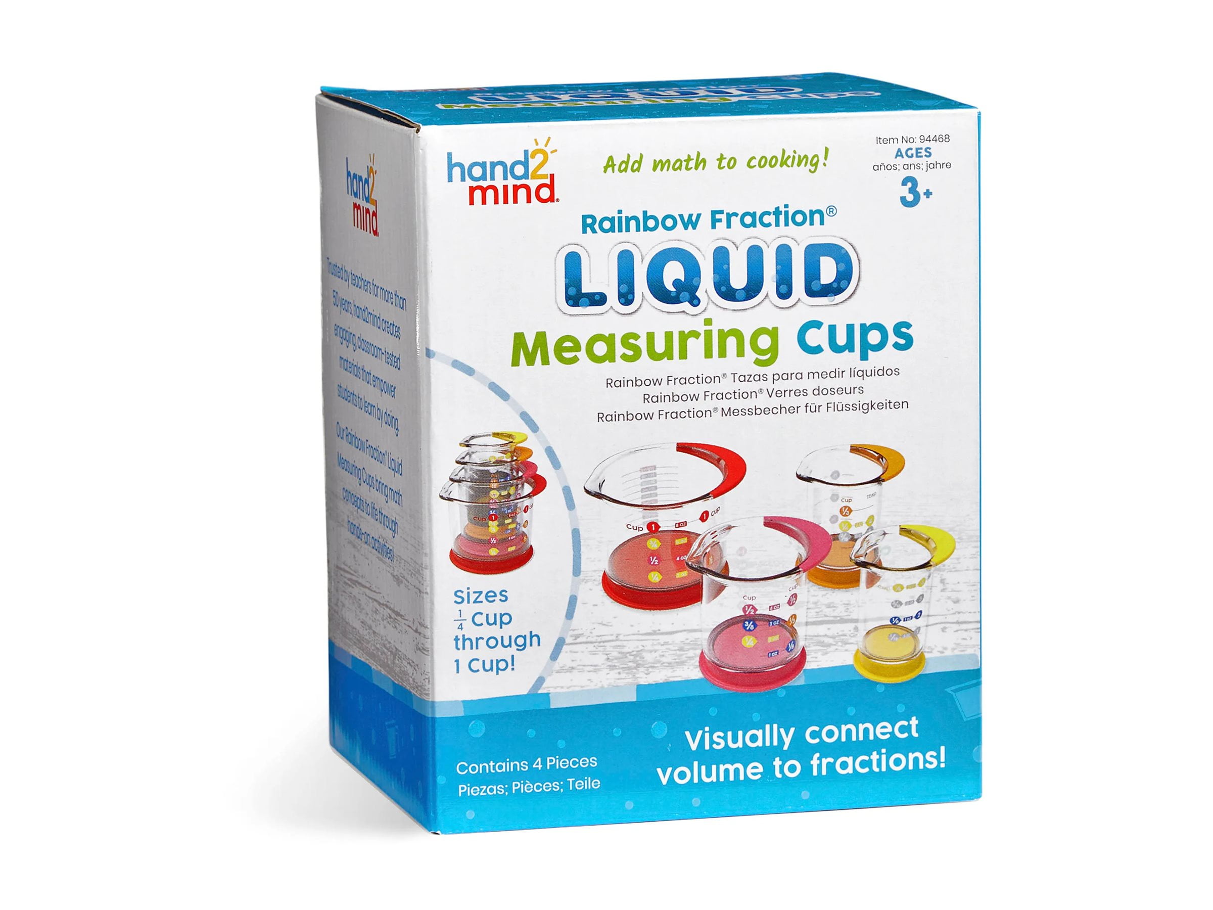 Hand2Mind Rainbow Fraction Graduated Liquid Measuring Cups for Kids ...