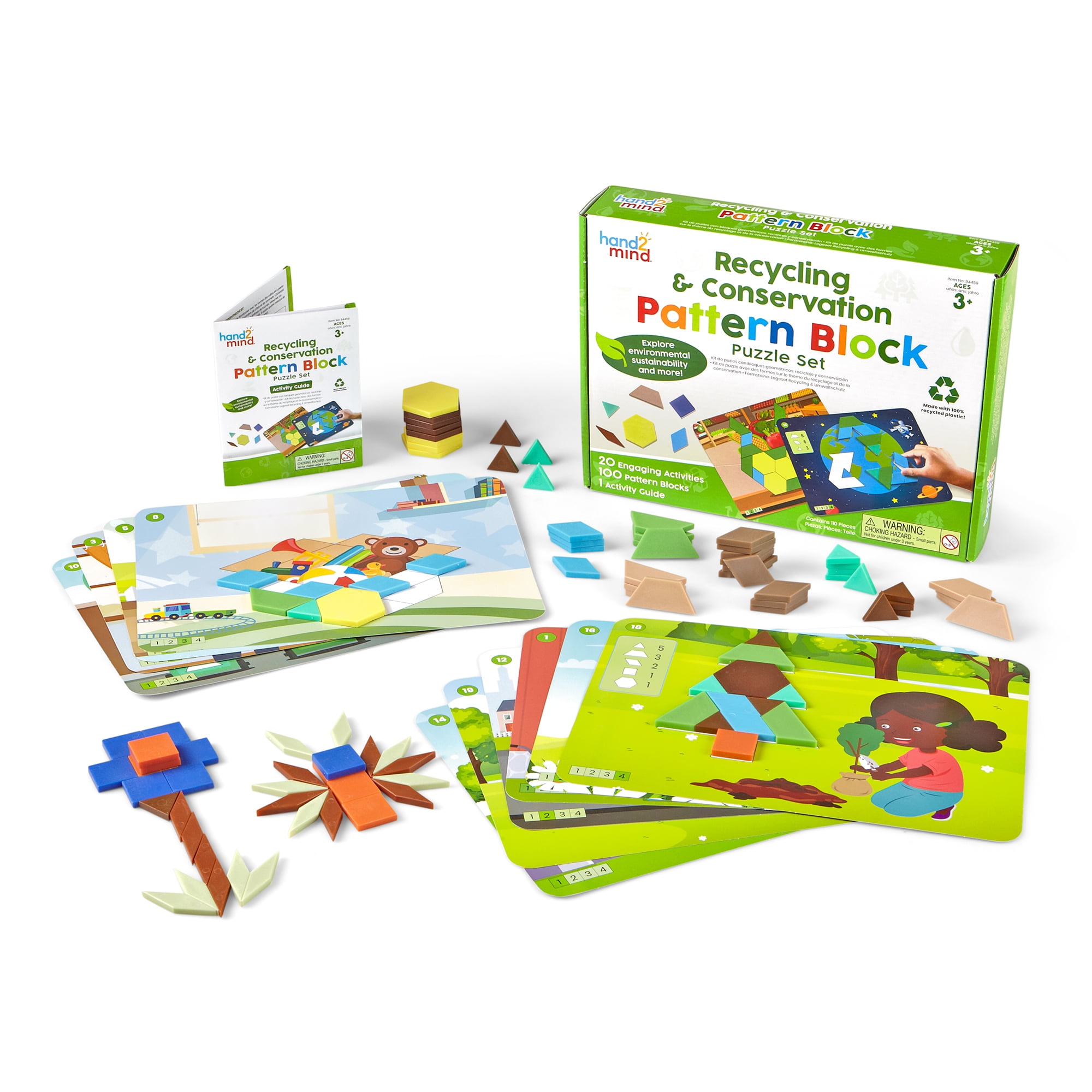 hand2mind Recycling and Conservation Pattern Block Puzzle Set, Tangram ...