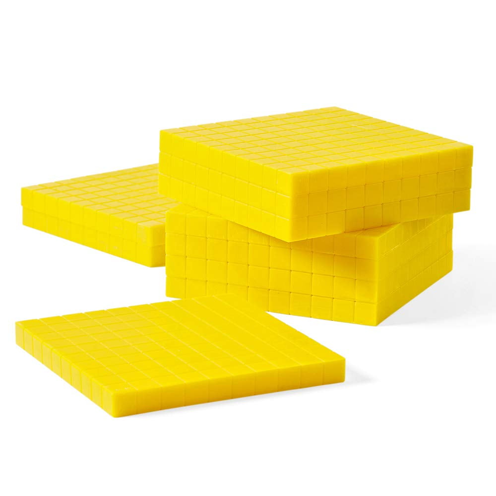 hand2mind Yellow Plastic Base RRF12 Ten Blocks Flats Place Value Blocks ...