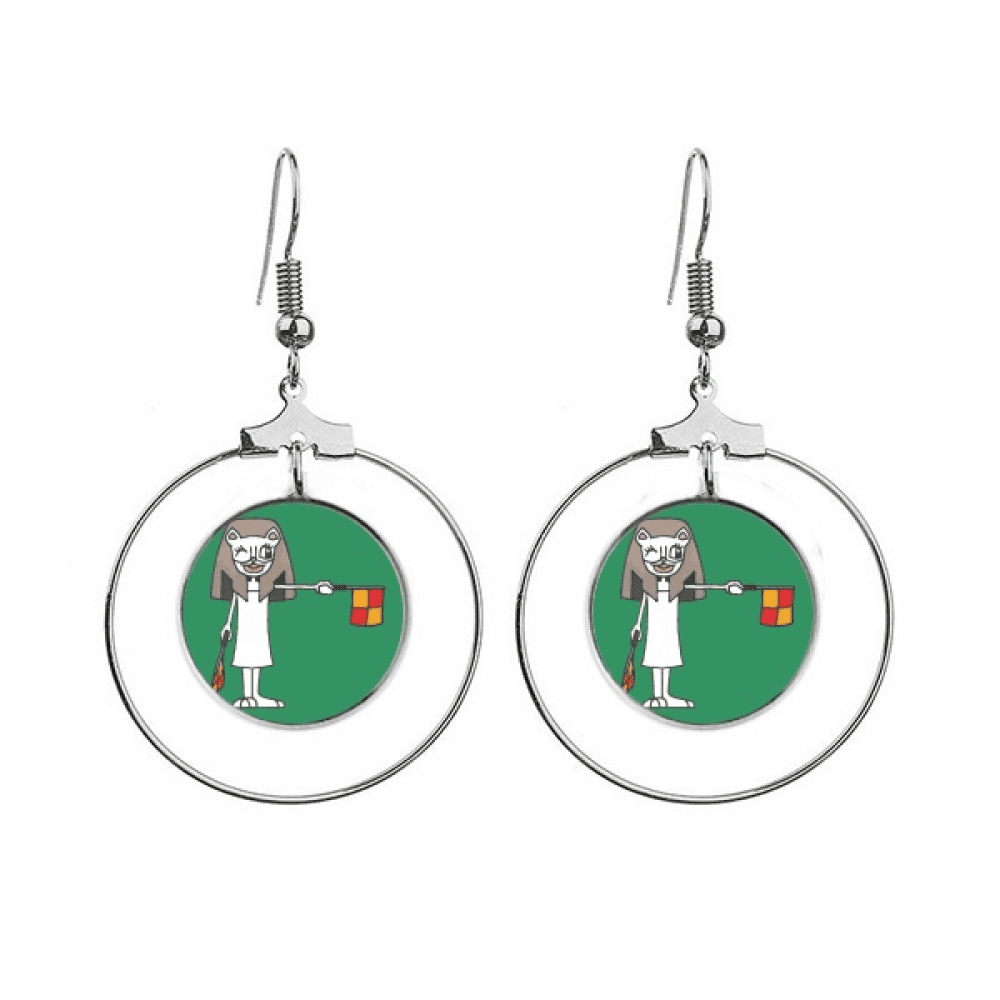 handball referee indicates flag cartoon earrings dangle hoop jewelry ...