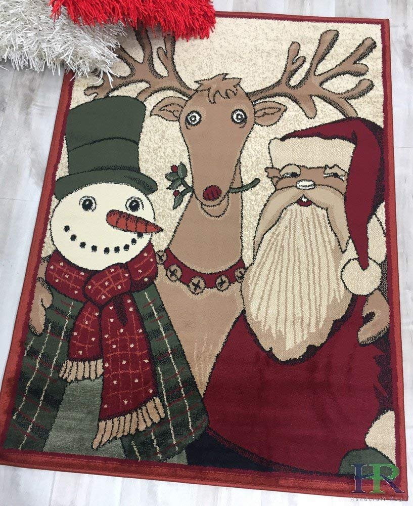 Handcraft Rugs-Christmas Gift Santa Claus and Friends Area Rug Red ...